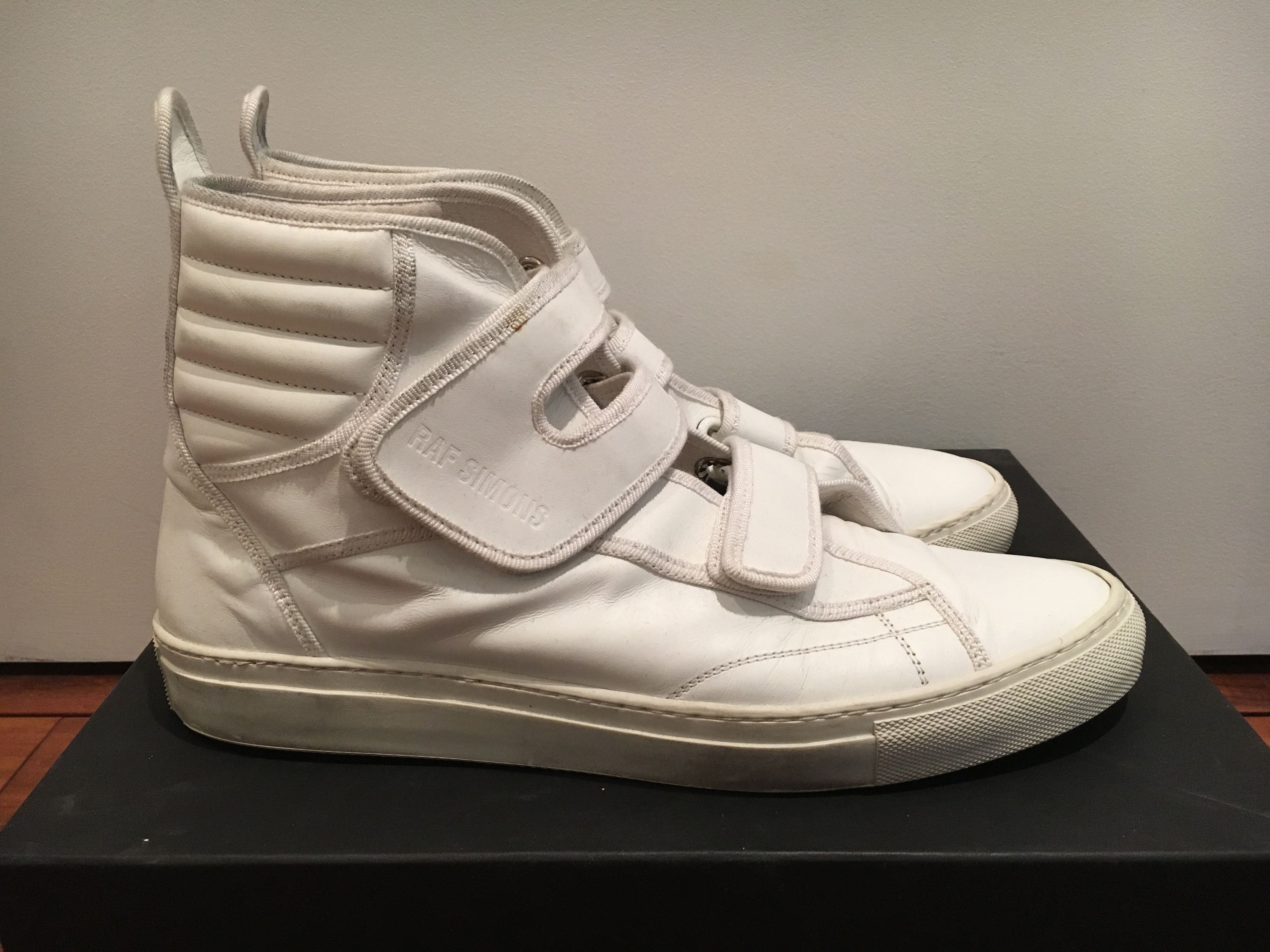 Raf Simons White Velcro Highs | Grailed