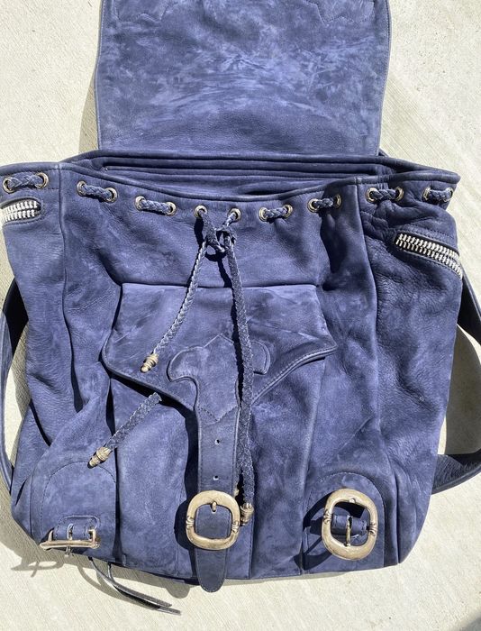 Chrome Hearts RARE Chrome hearts BLUE Suede Backpack | Grailed