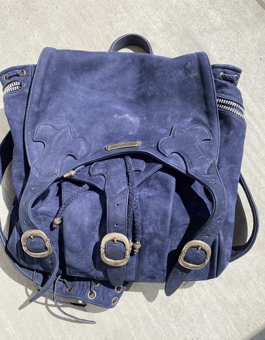 Chrome Hearts RARE Chrome hearts BLUE Suede Backpack | Grailed