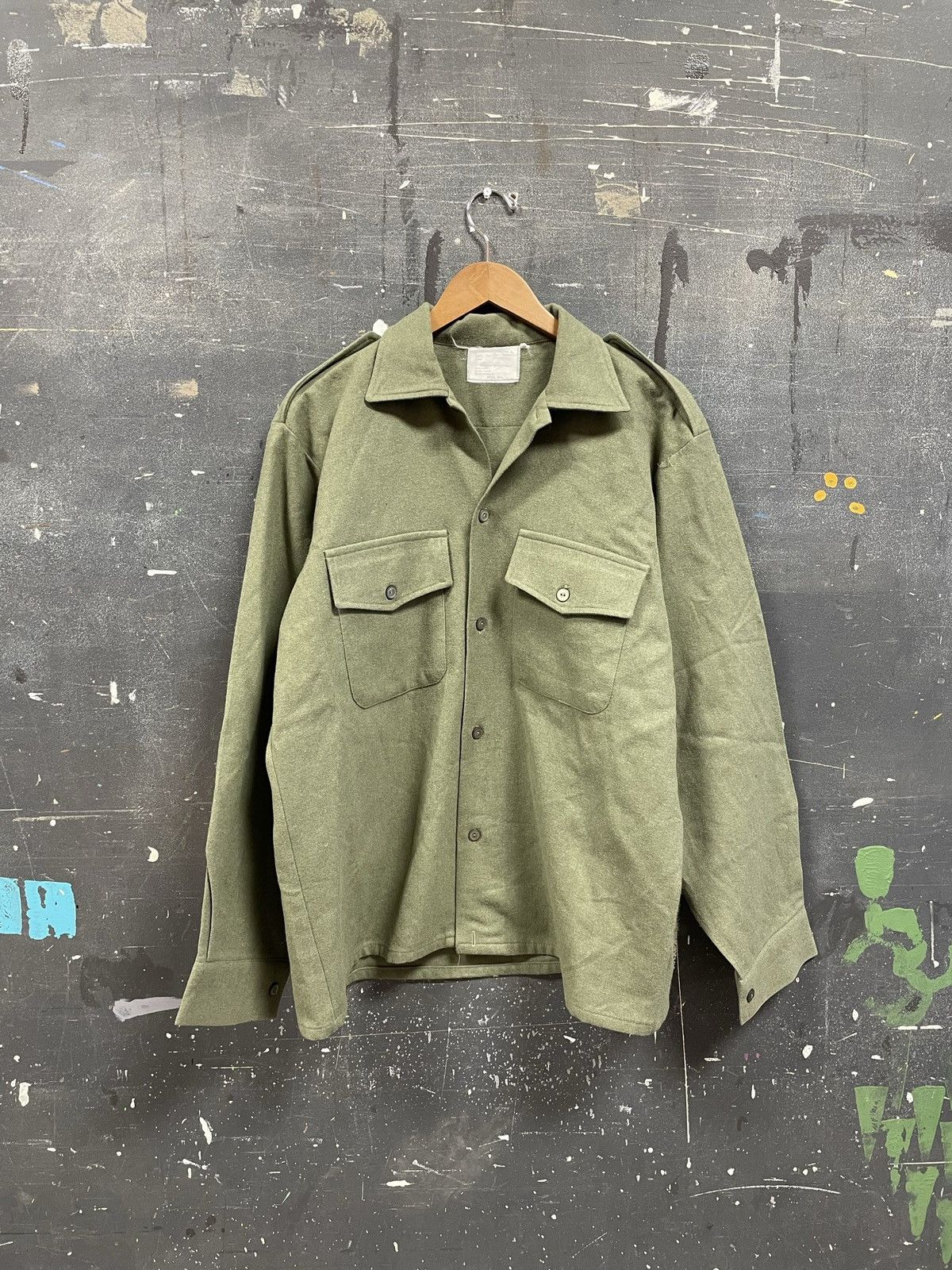 Military Vintage green wool military flannel shirt | Grailed