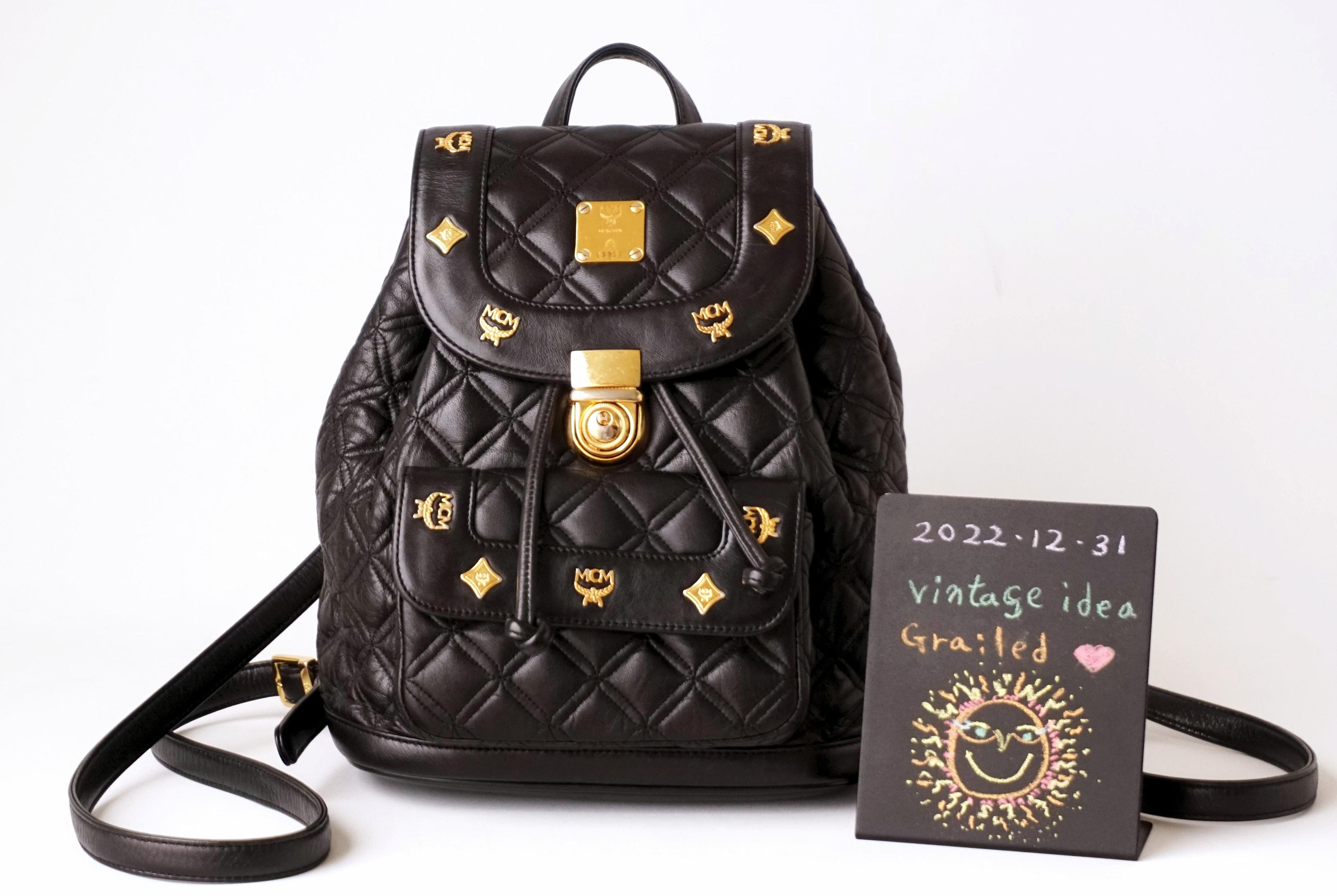 MCM Auth MCM Quilt Black Leather Backpack Vintage | Grailed