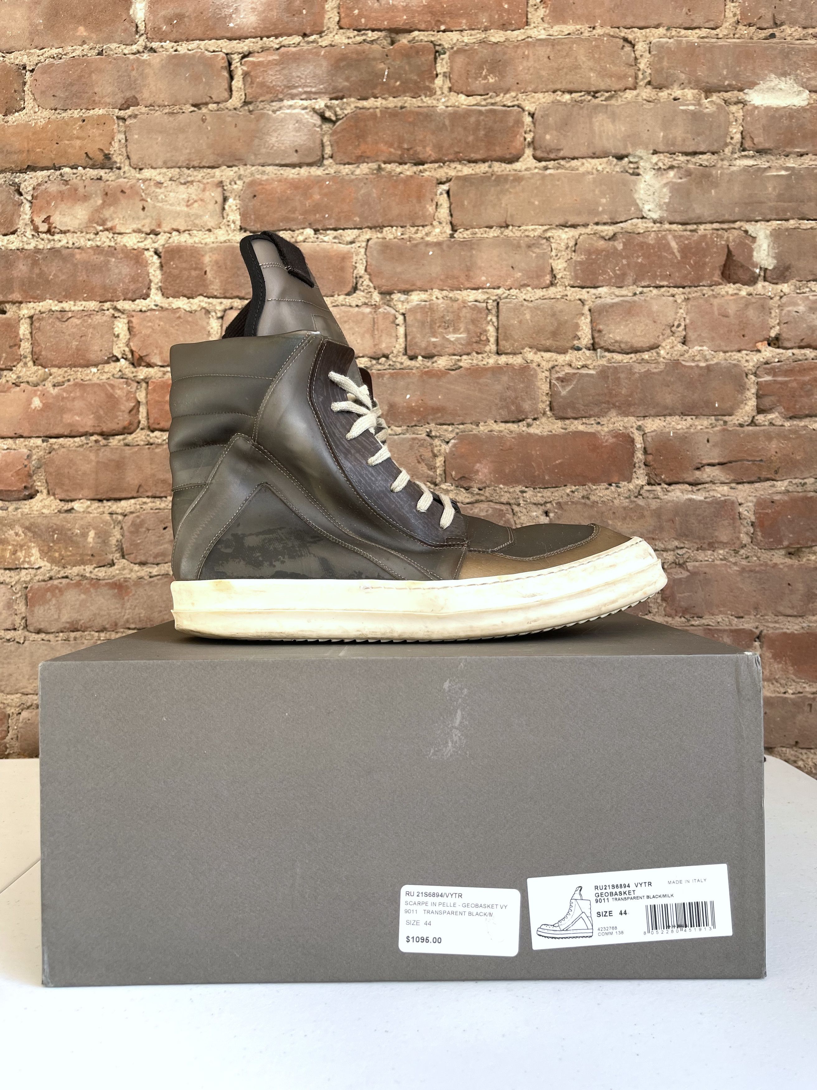 Rick Owens Phlegethon SS21 Transparent Geobasket Sneakers (44) | Grailed