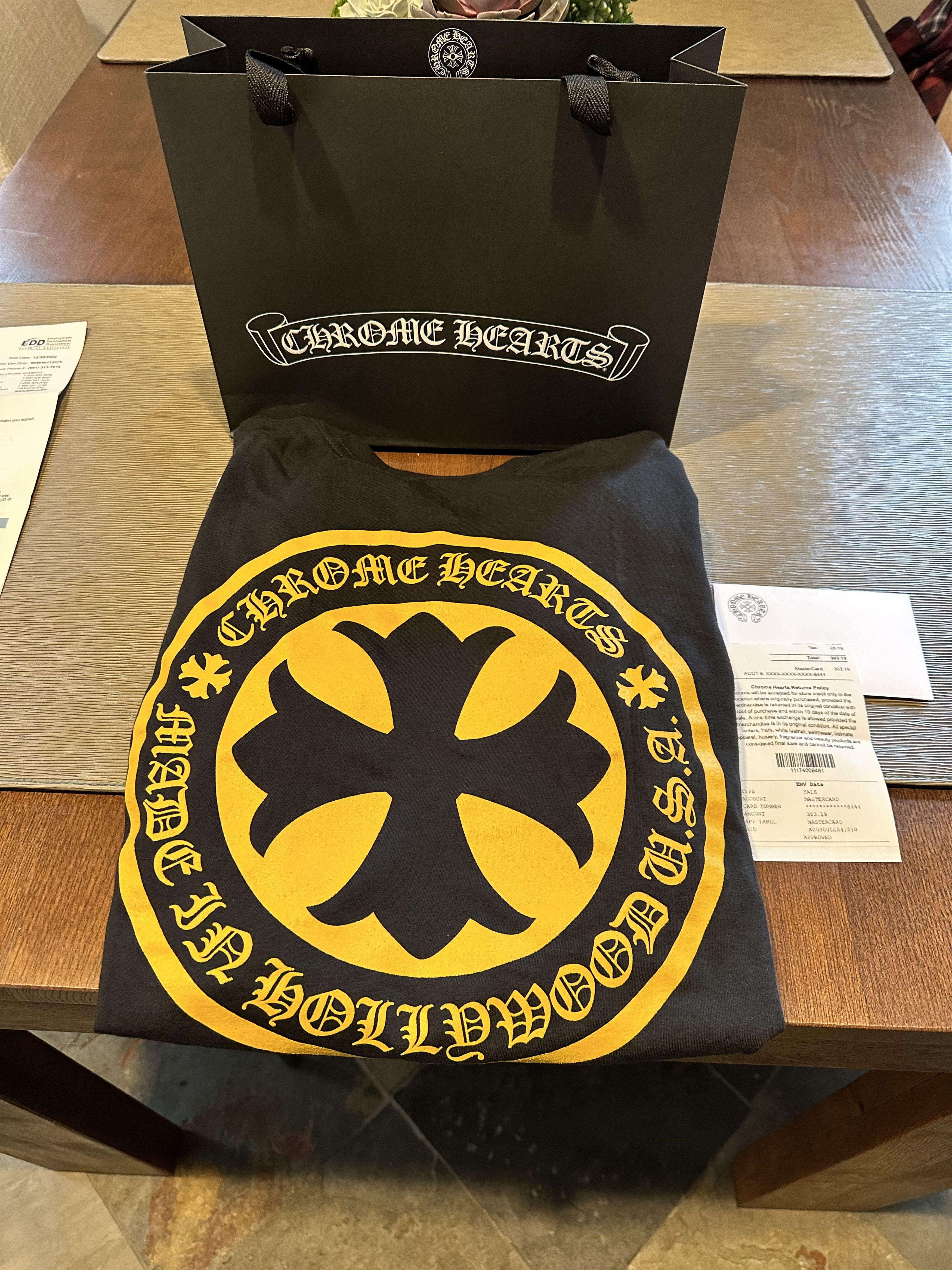 Chrome Hearts Yellow Cross Gold Coin Tee Shirt 100% Authentic with ...