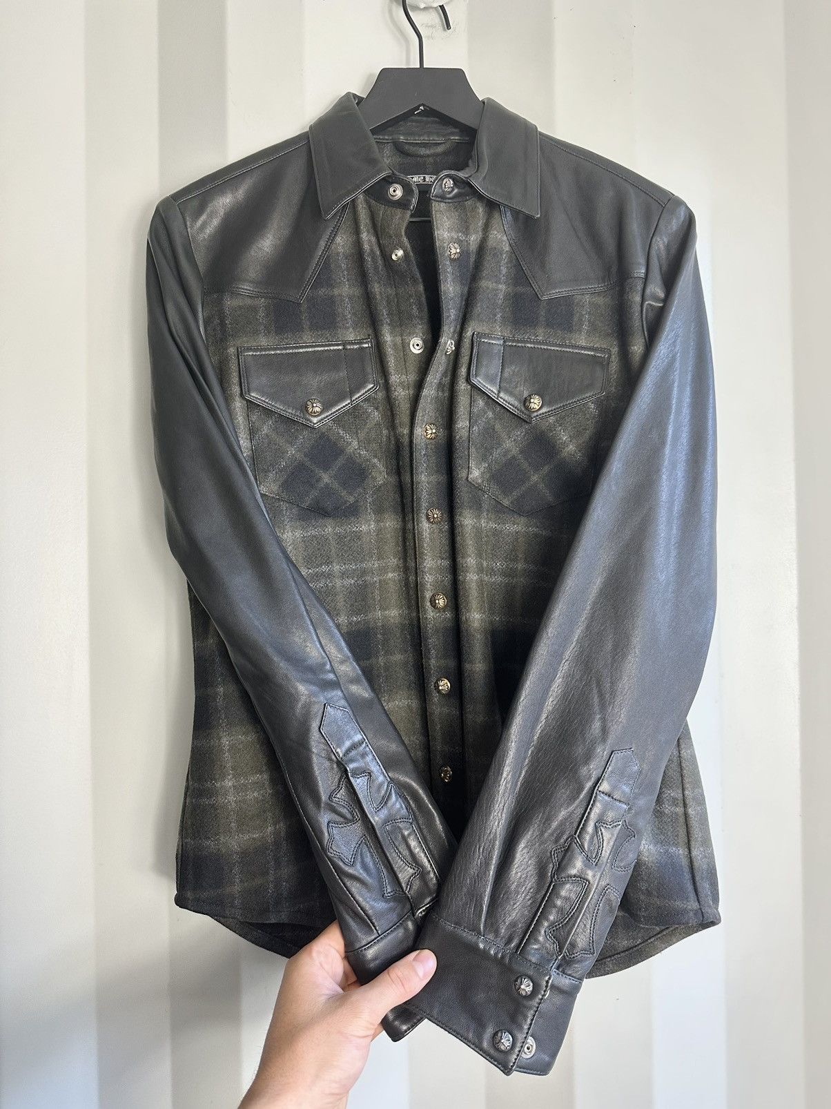 Chrome Hearts Lamb Leather Flannel with Crosses | Grailed