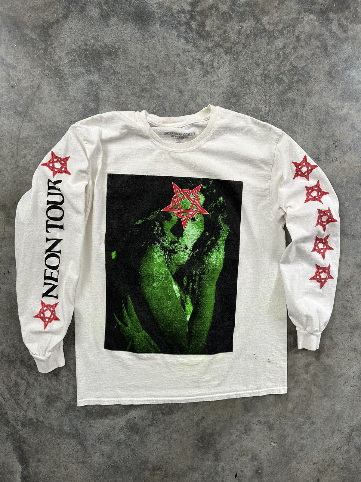 Playboi Carti Playboi Carti Neon Tour Pentagram Long Sleeve Tee White ...