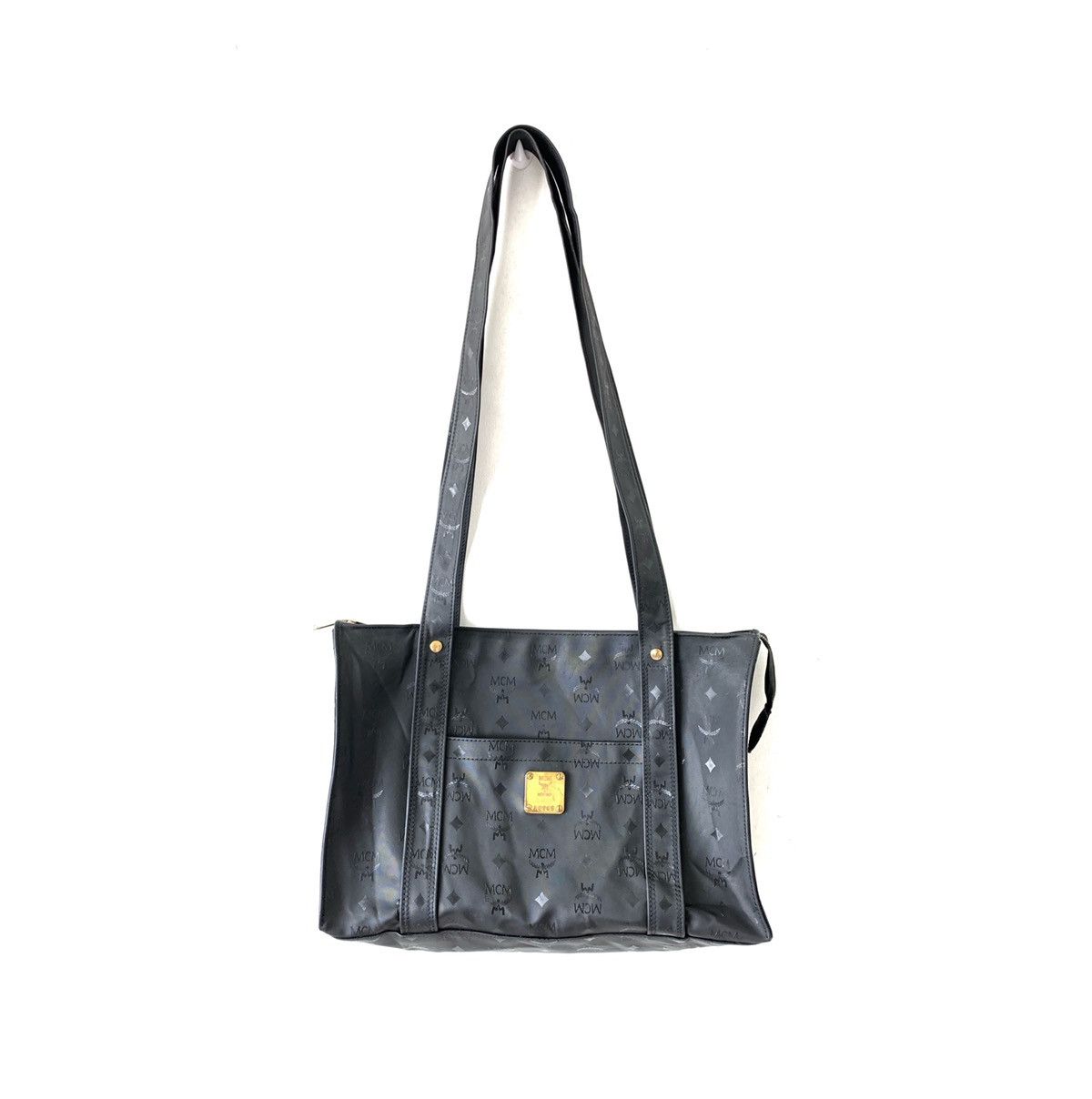MCM MCM Black Monogram Shoulder Handbag 04126 Riri Zipper | Grailed