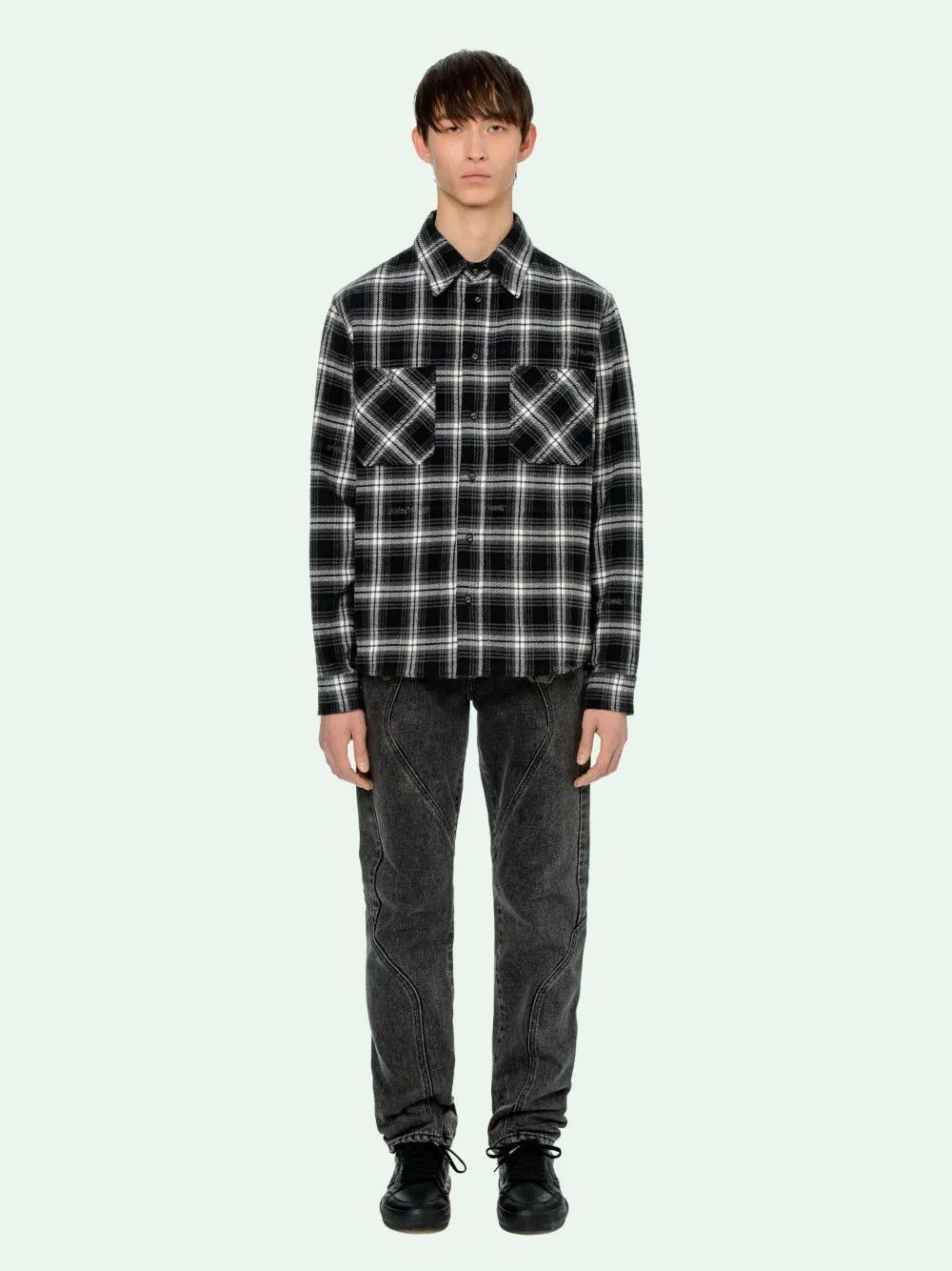 Off-White Off White Virgil Abloh Spliced Check Flannel Shirt | Grailed