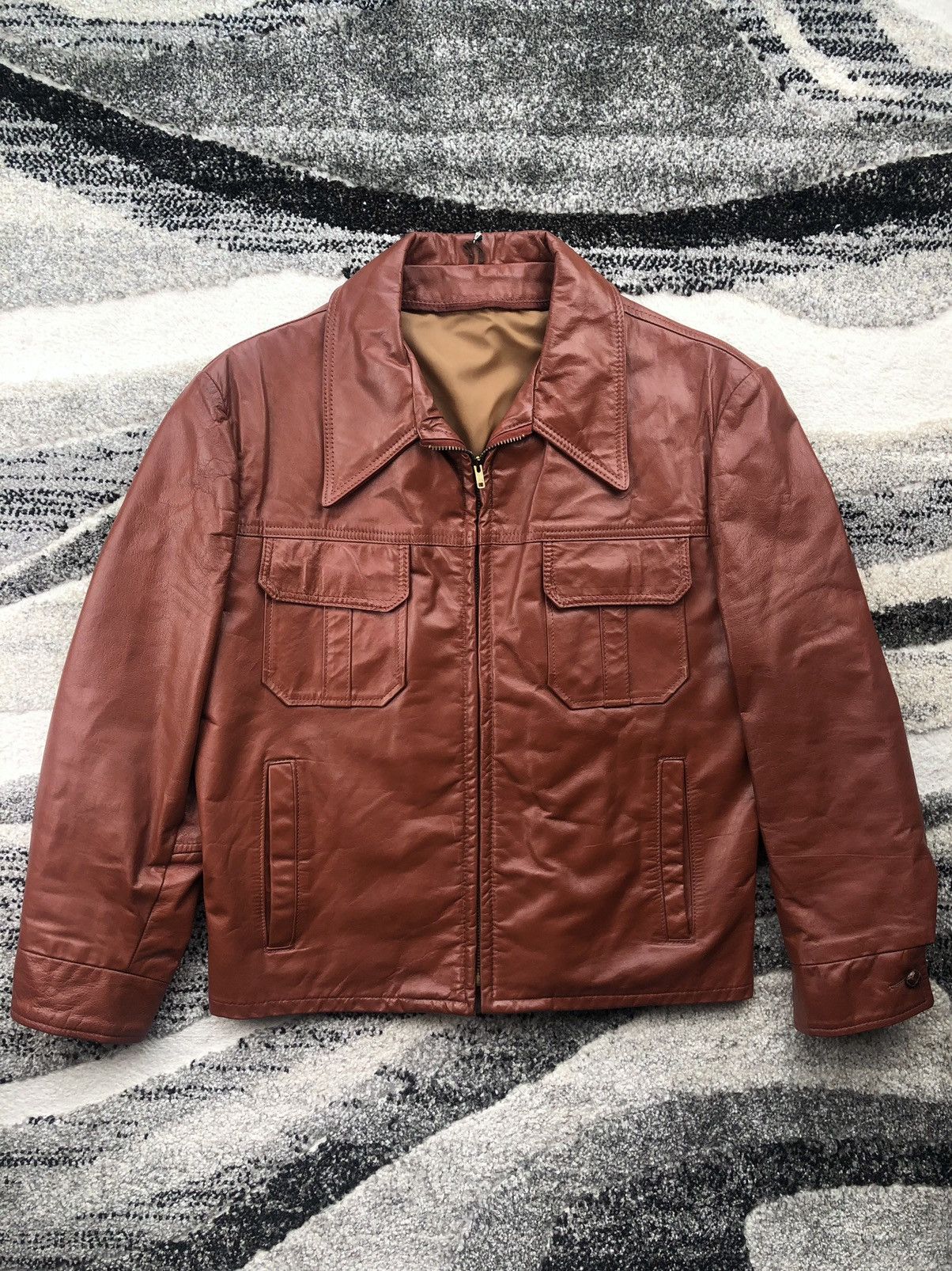 Vintage Vintage Faux Leather Vegan Jacket Brown Talon 60s 70s | Grailed