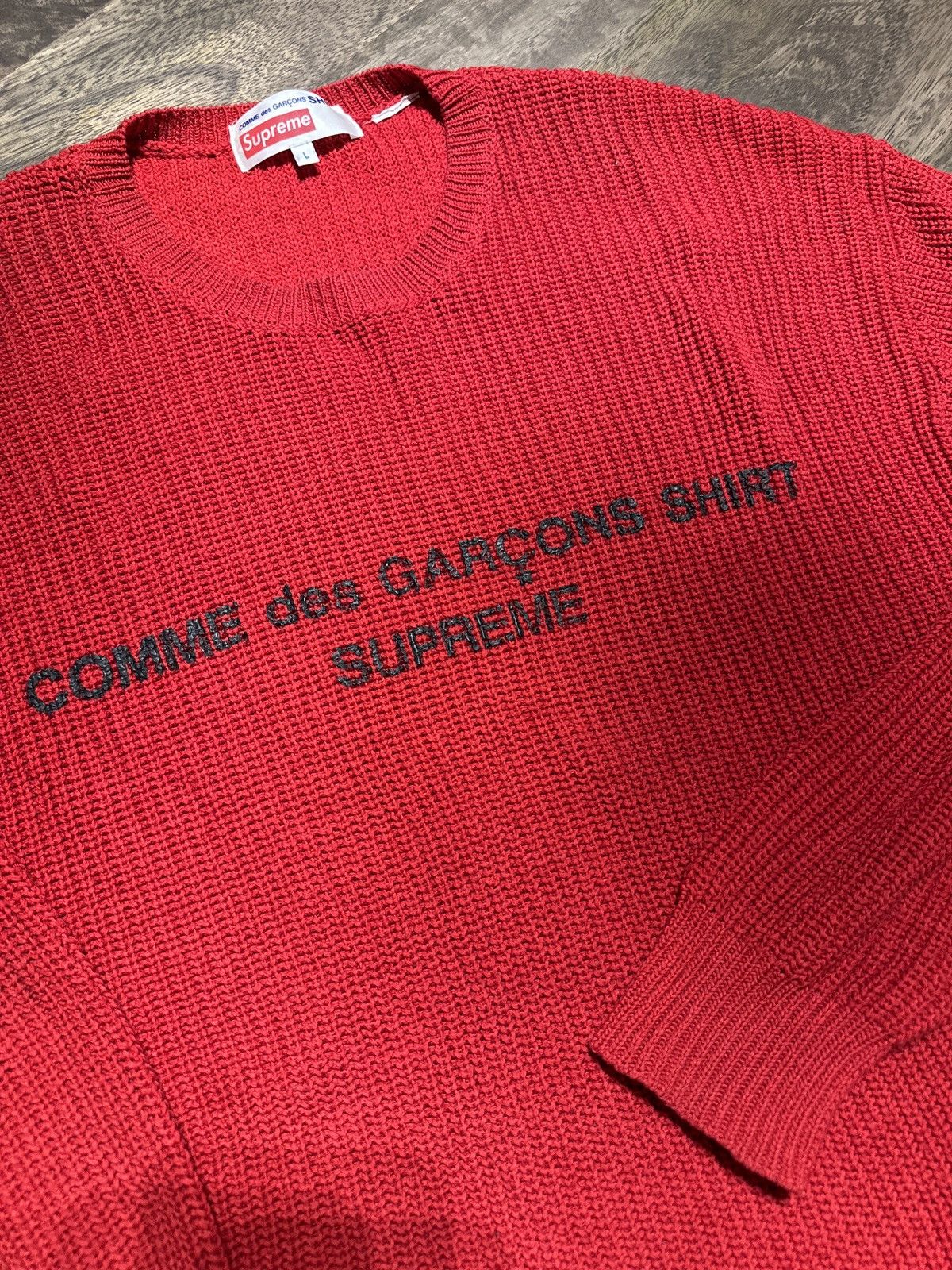 Supreme Supreme CDG Knit Sweater Large Red 2018 | Grailed
