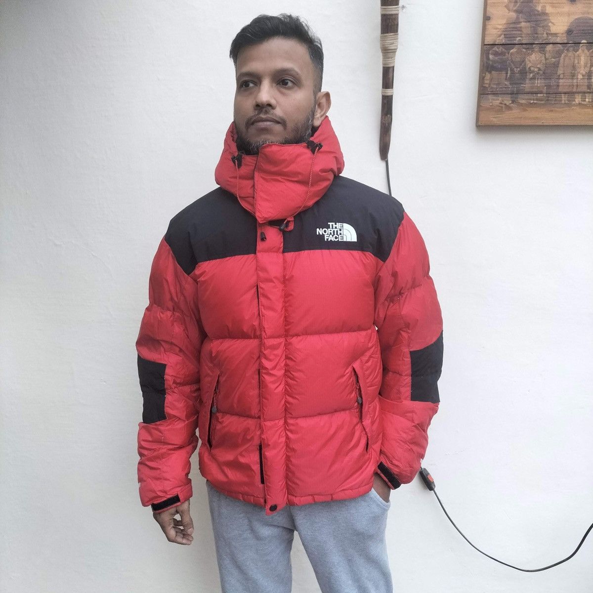 The North Face The North Face Puffer Jacket red black 700 windstopper ...