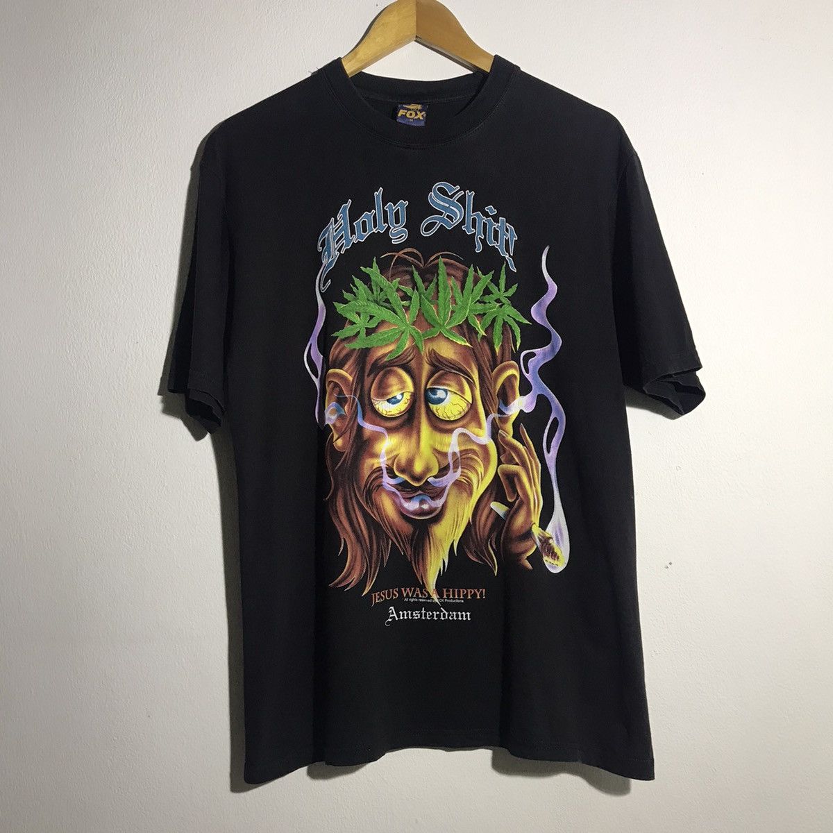 Vintage Rare Vintage jesus smoke marijuana "jesus was hippy" tee | Grailed