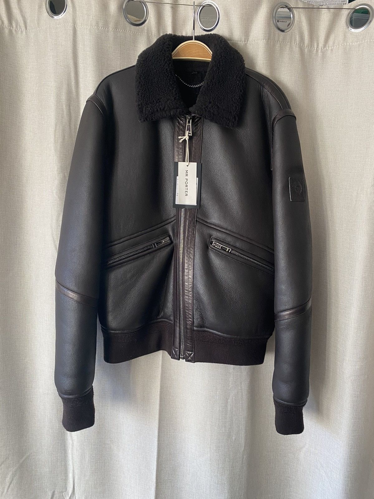 Belstaff Tracer Mid Brown Leather Shearling Bomber Jacket BNWT | Grailed