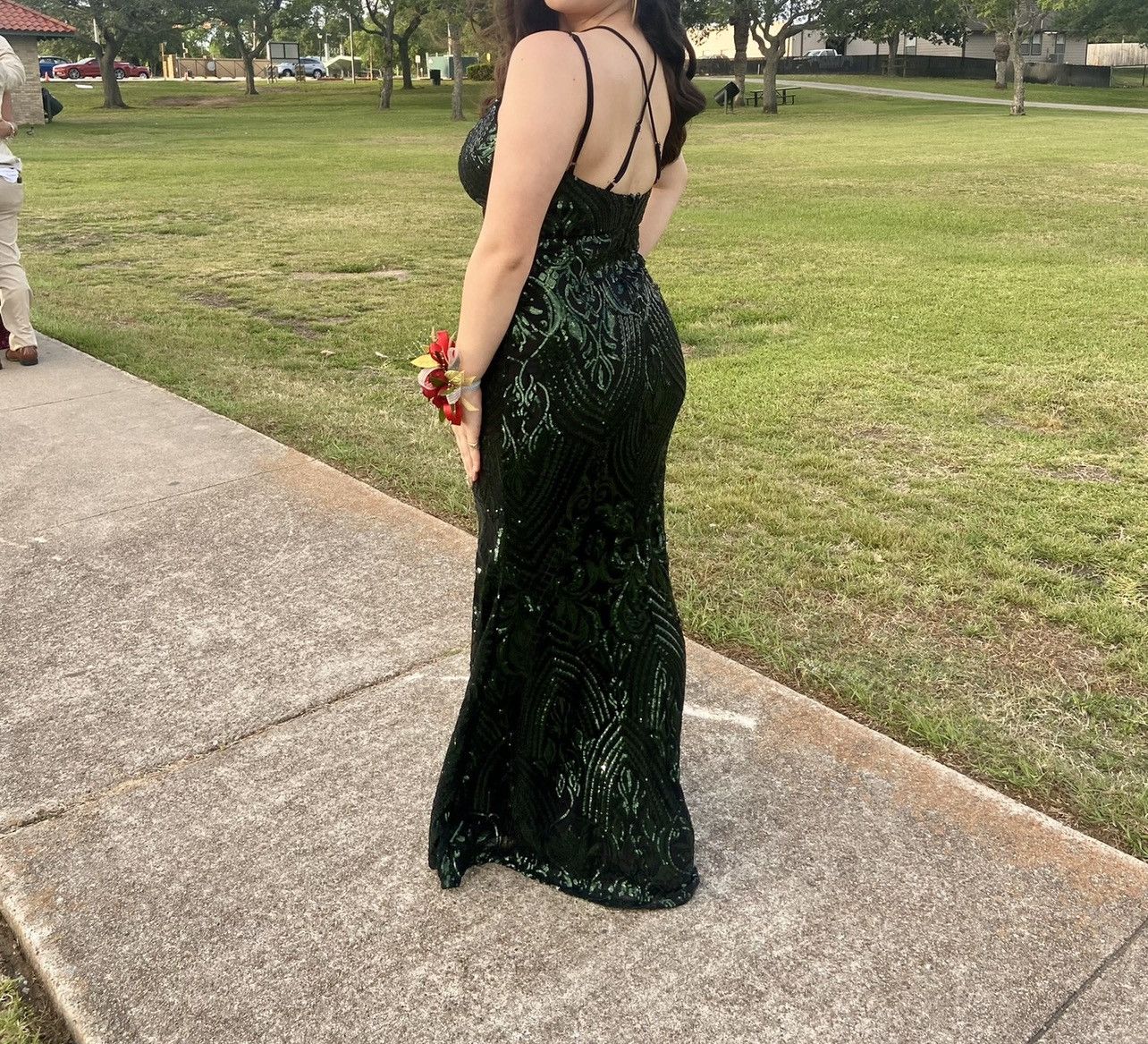 Custom Formal sequin scroll print dress in Emerald Green | Grailed