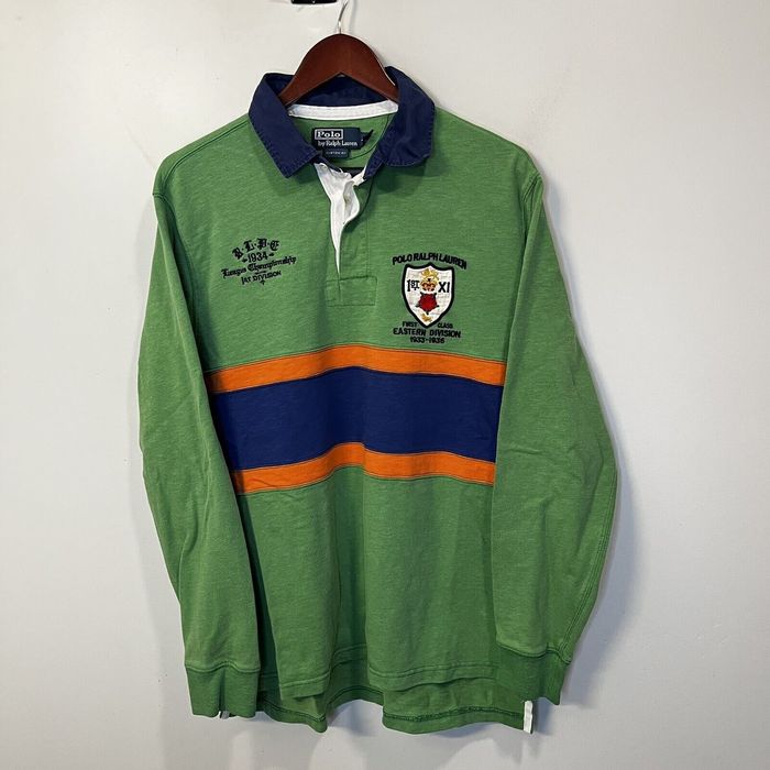 Polo Ralph Lauren VTG 90s Polo Ralph Lauren Striped Rugby Color Block Shirt L | Grailed