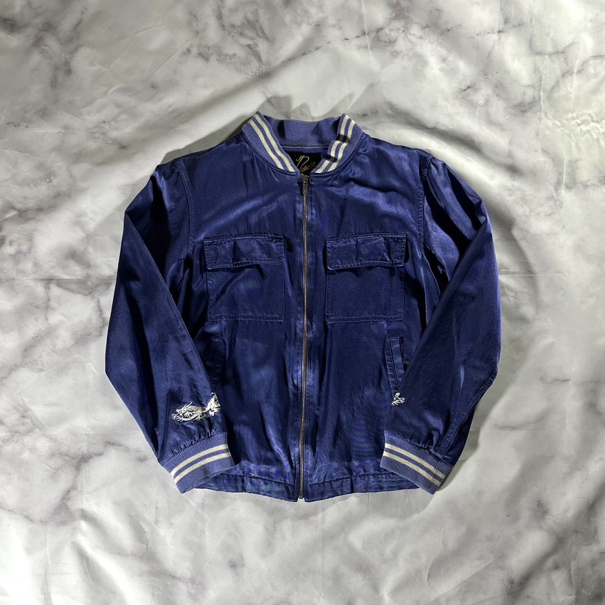 Needles Purple Satin Zip-Up Jacket | Grailed