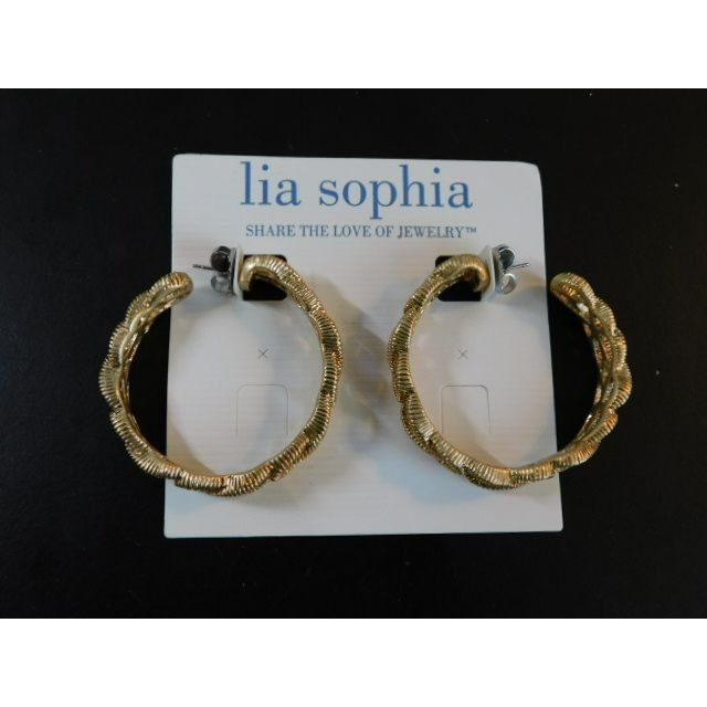Other Lia Sophia Large Braided Gold Tone Post Style Hoops NEW | Grailed