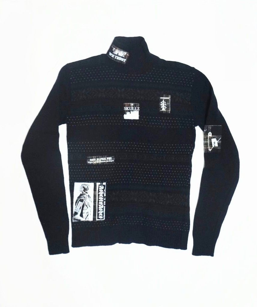 Raf by Raf Simons Raf by Raf Simons Patch Sweater Argyle Navy Blue ...