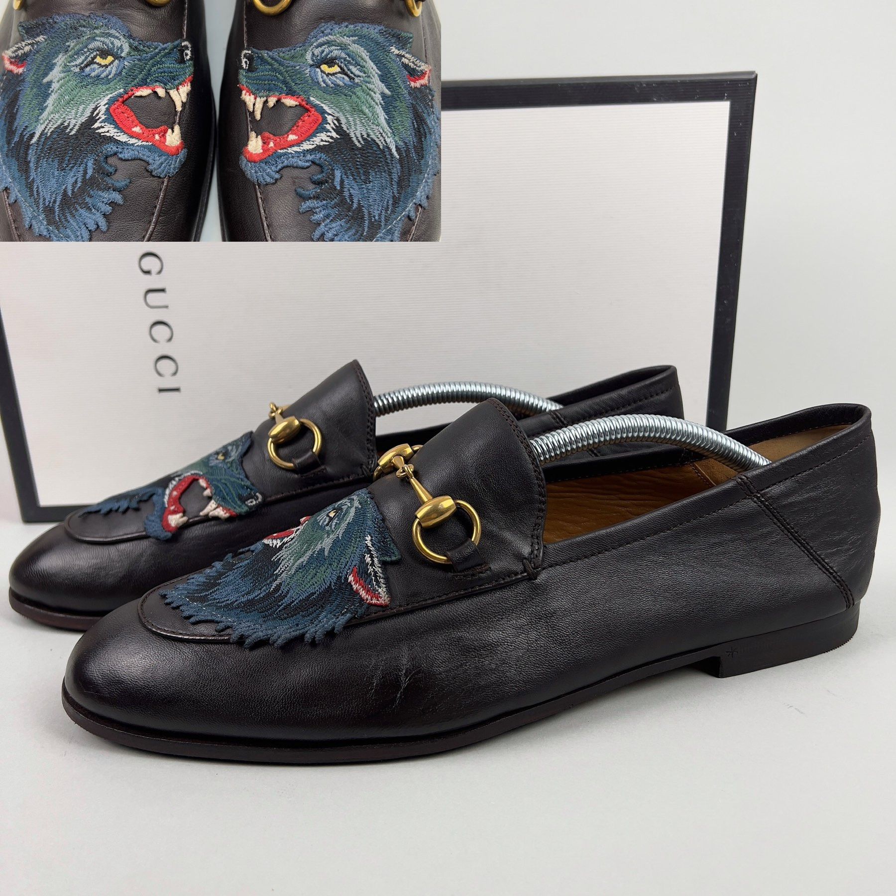 Gucci Web Jordaan Horsebit Wolf embroidery penny loafer 8.5 G | Grailed