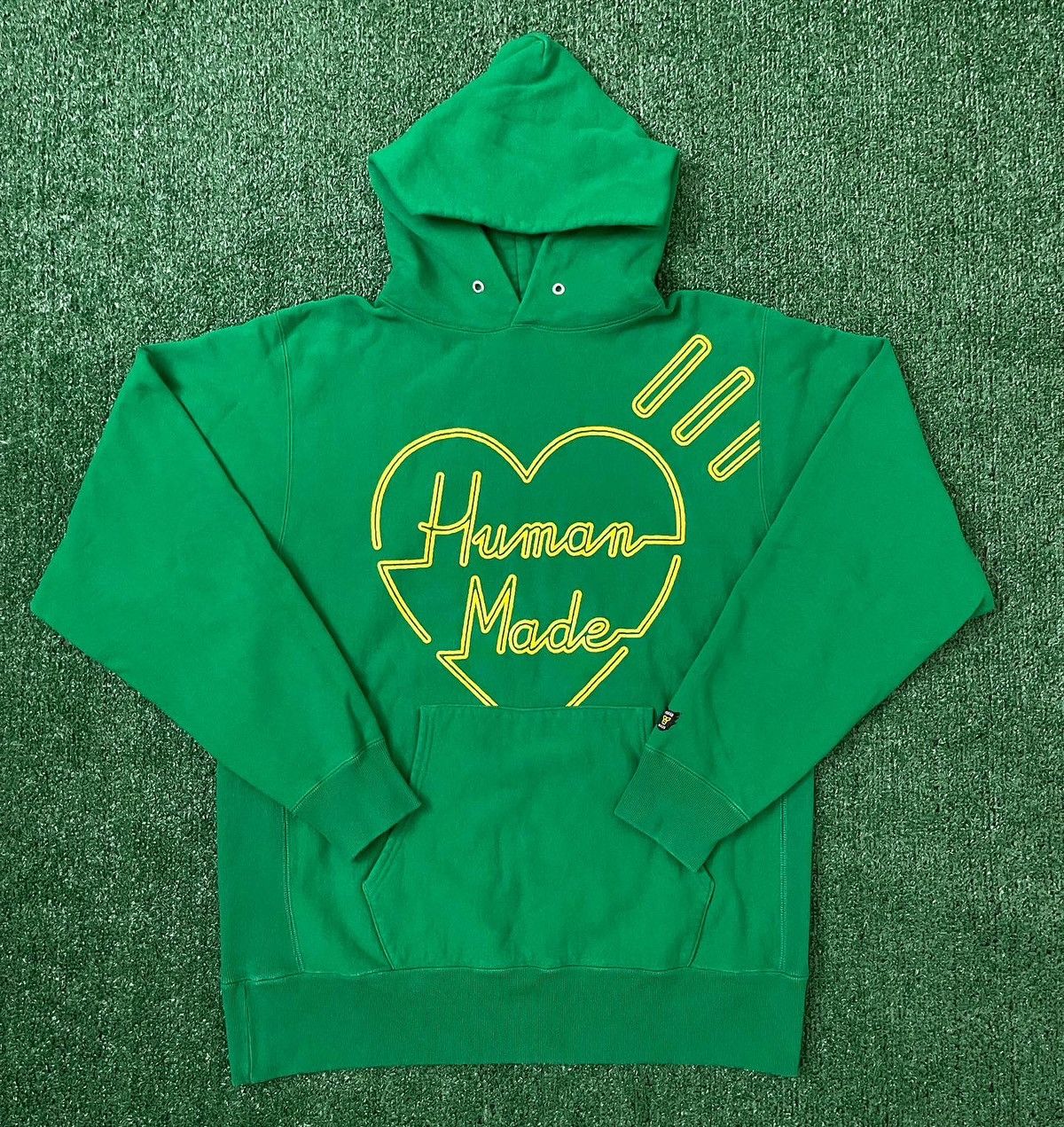 Human Made × Nigo Human Made Hoodie “Green/Yellow Heart” | Grailed