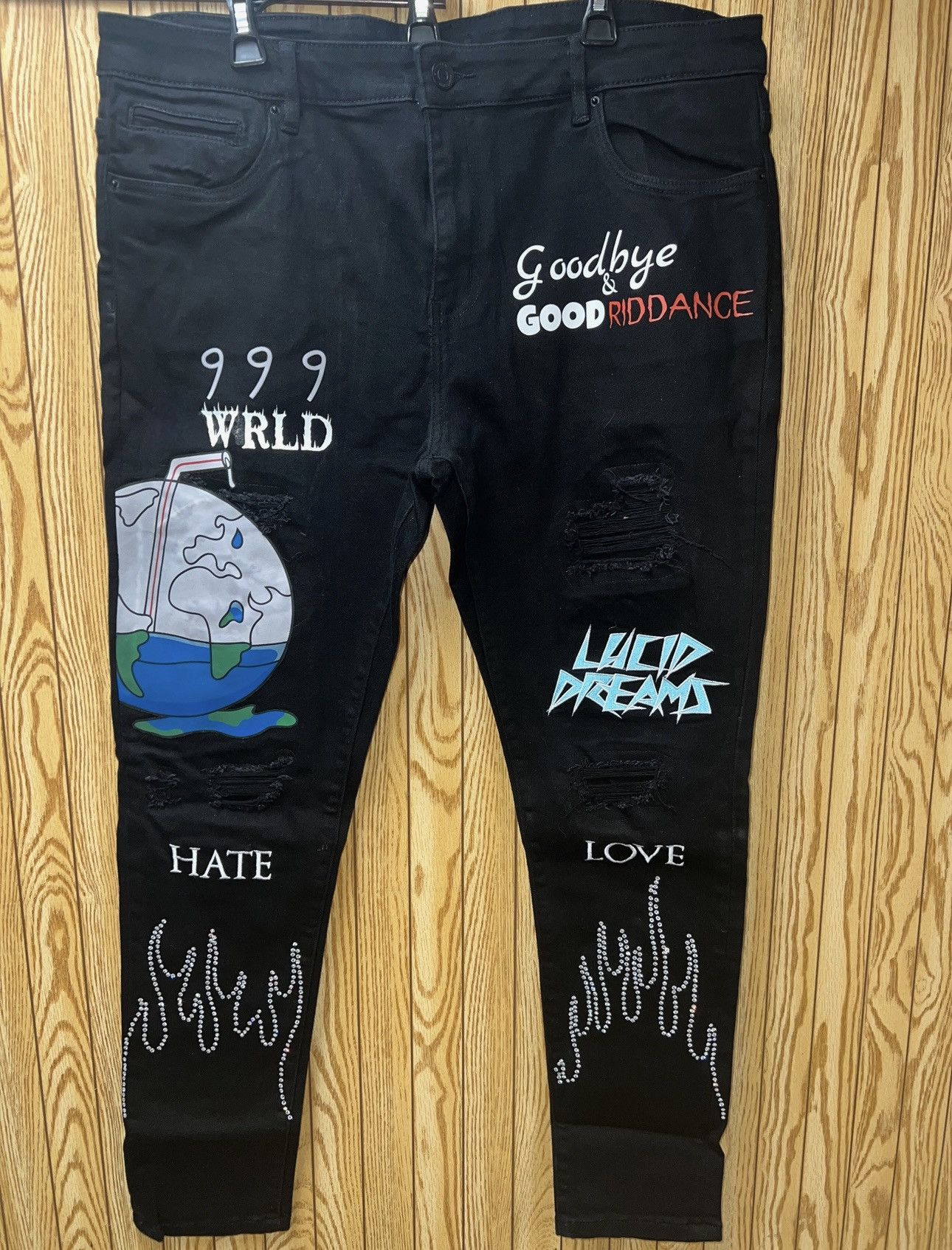 Embellish Embellish Juice WRLD GBGR Lucid Dreams 999 Custom Jeans | Grailed