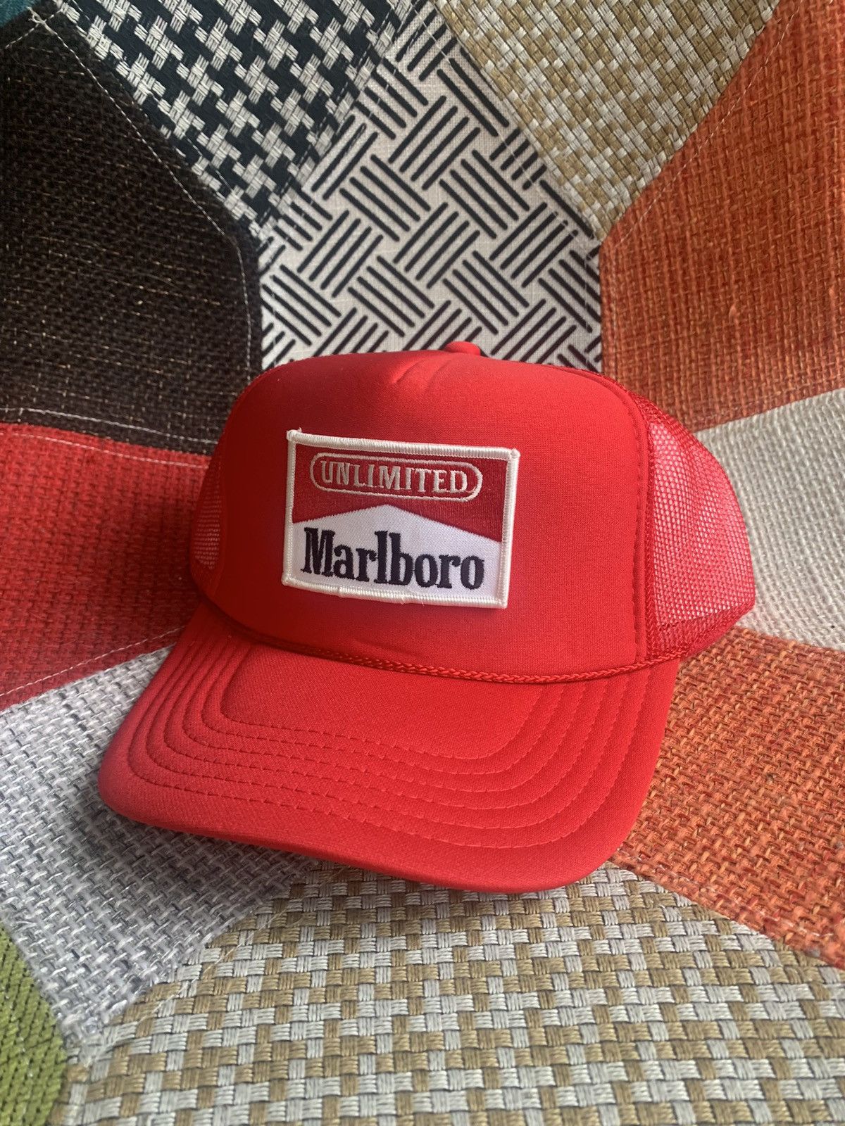 Rare × Streetwear × Vintage MARLBORO RED SMOKING HAT HIGH CROWN TRUCKER ...