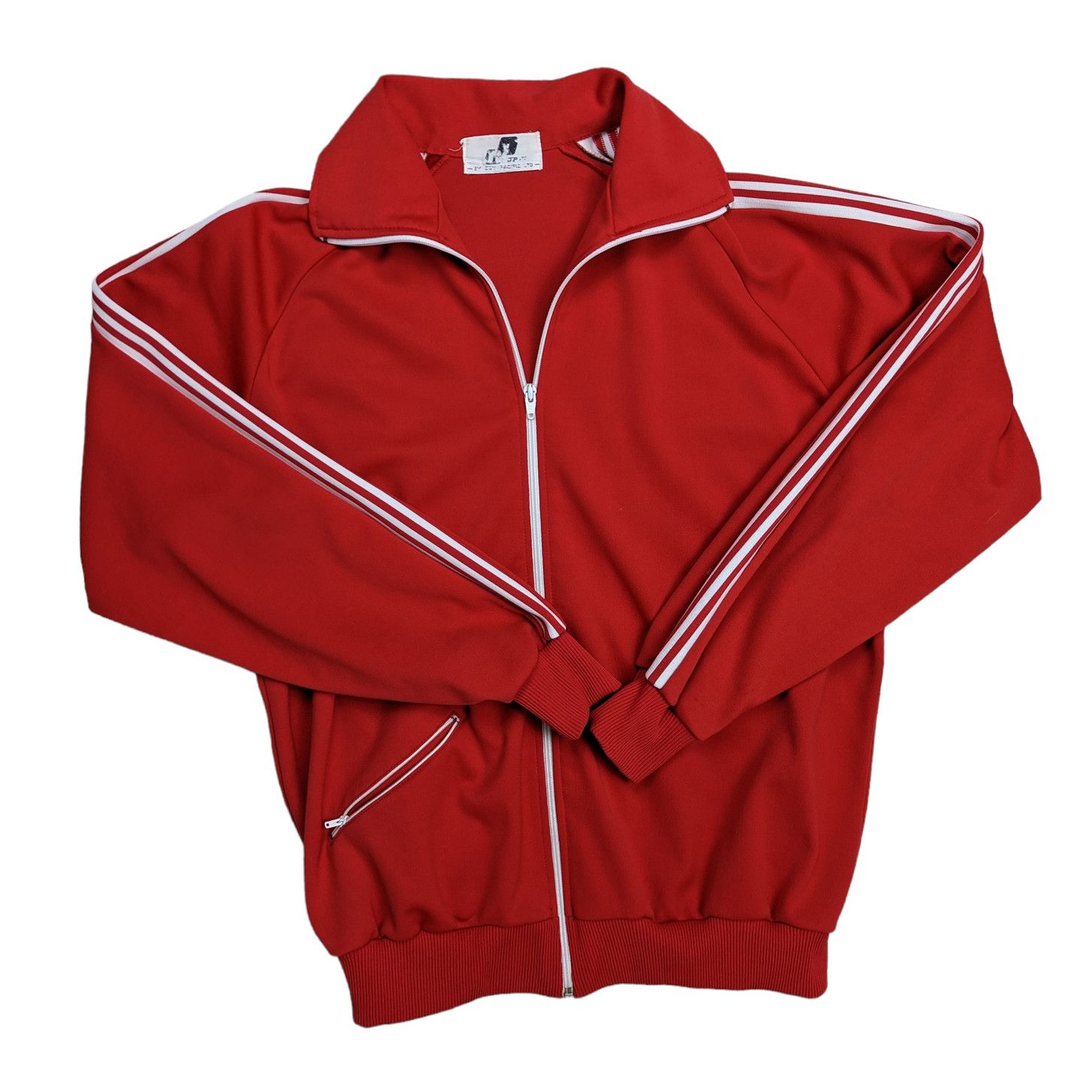 Vintage Vintage 1980s Jog Joy Track Jacket Red with White Stripe | Grailed
