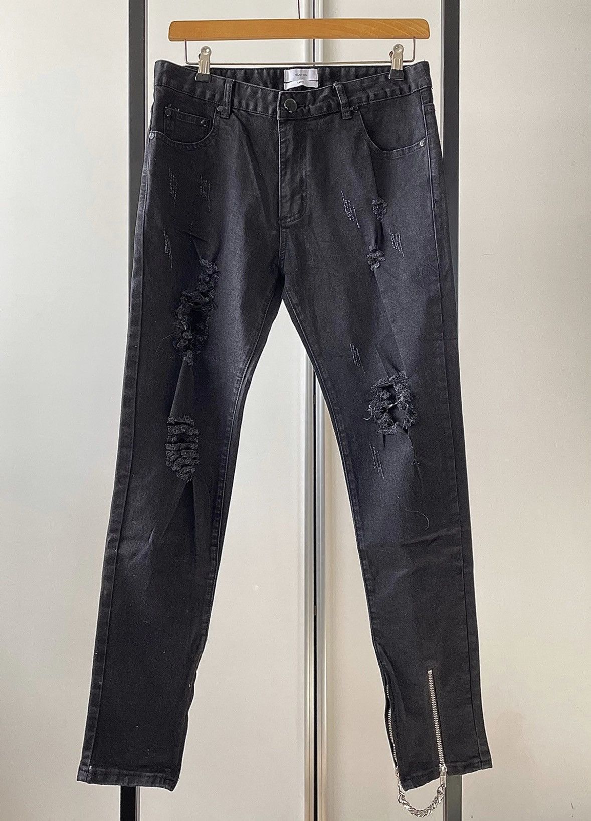 Heliot Emil Heliot Emil Ripped Denim Pants with side Zippers | Grailed
