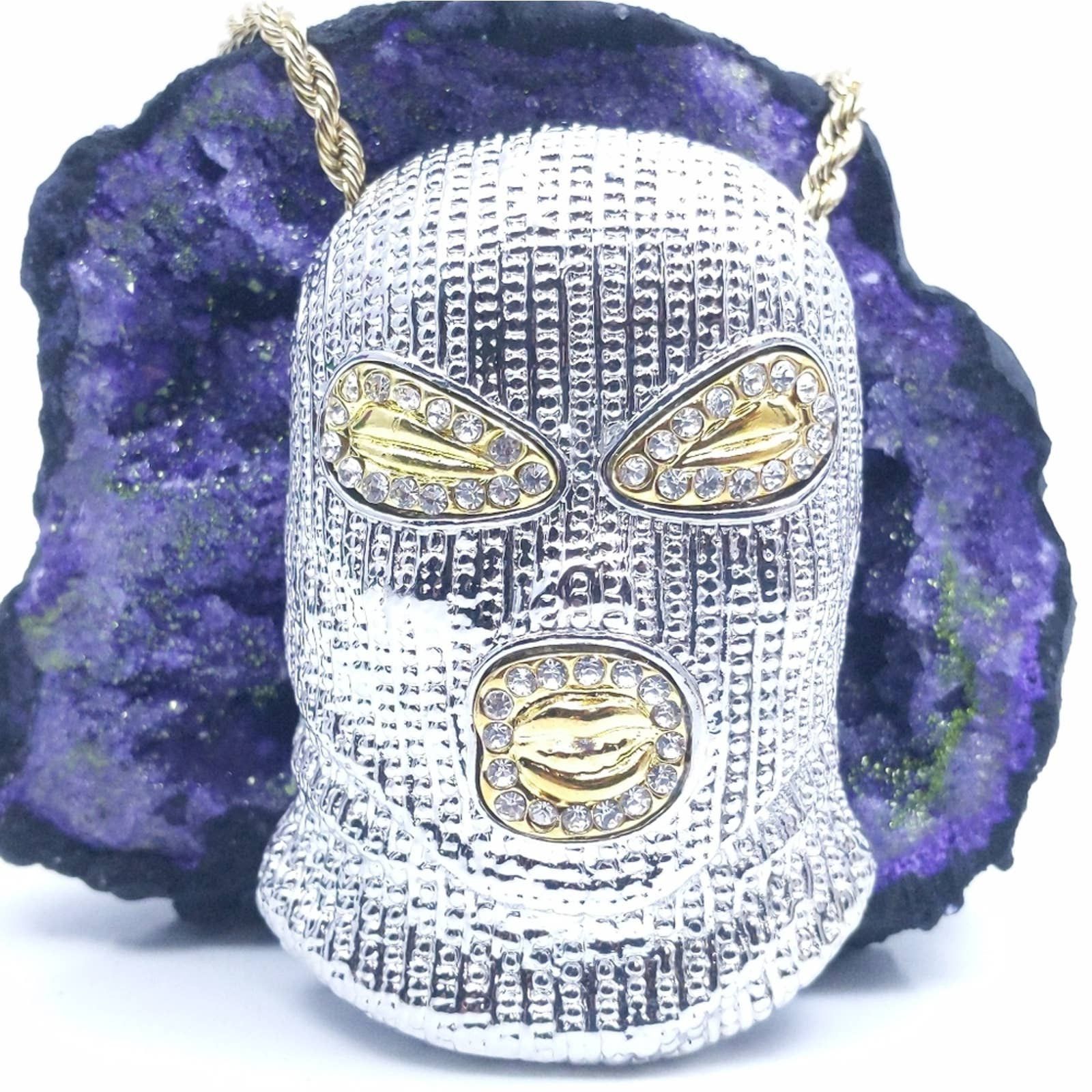 Custom Silver Ski Mask Pendant+ 24" Rope Chain | Grailed
