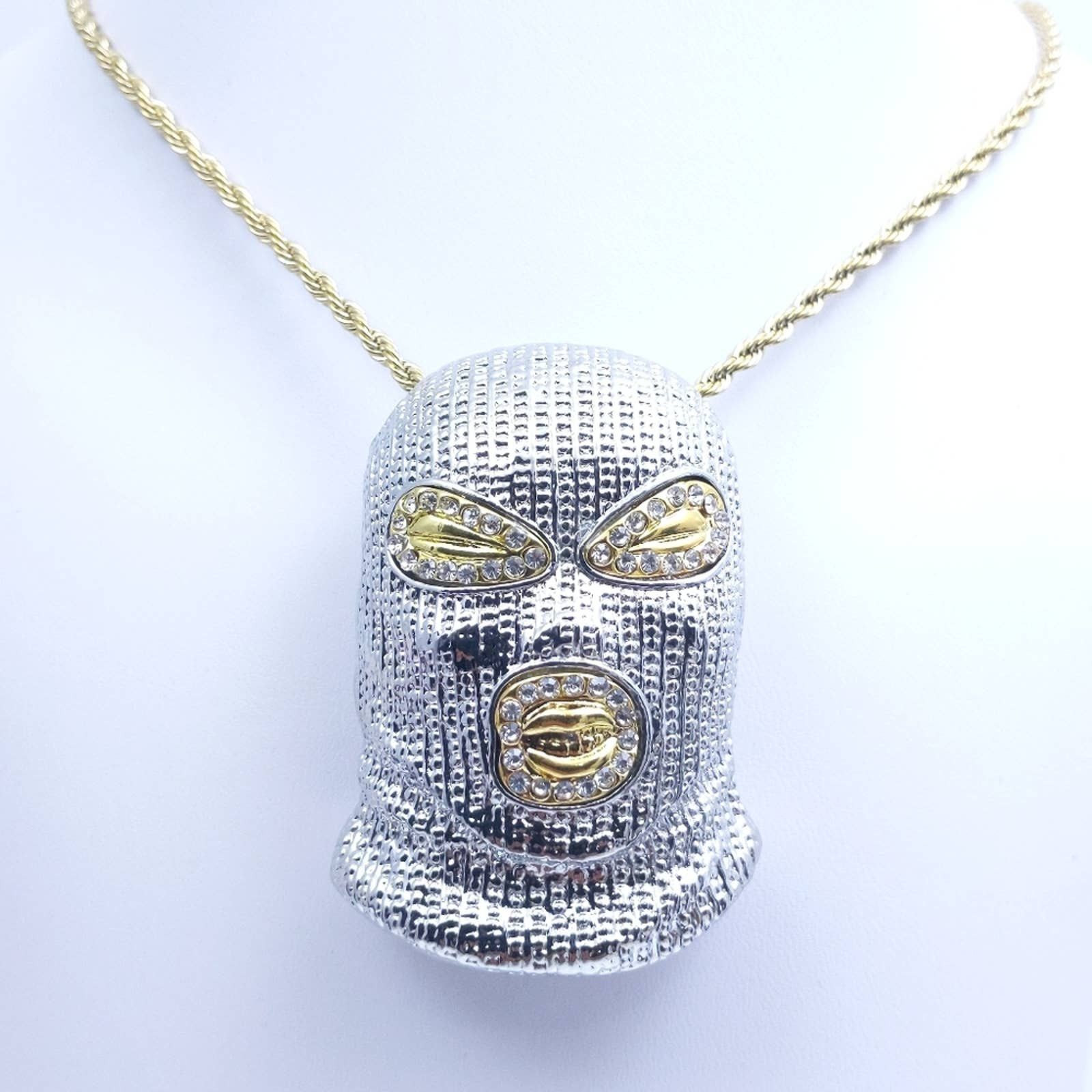 Custom Silver Ski Mask Pendant+ 24" Rope Chain | Grailed