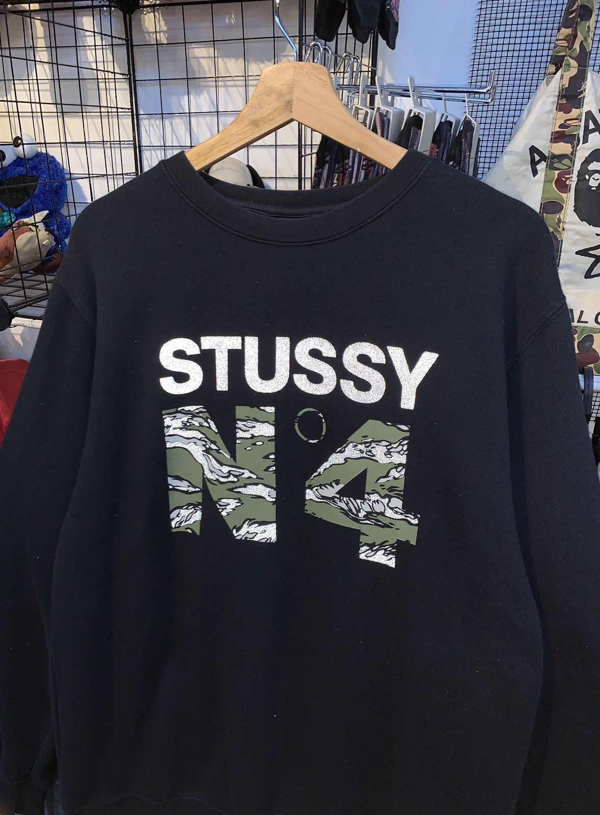 Streetwear × Stussy × Vintage Vintage stussy N4 camo stripe stussy reflection sweatshirt | Grailed