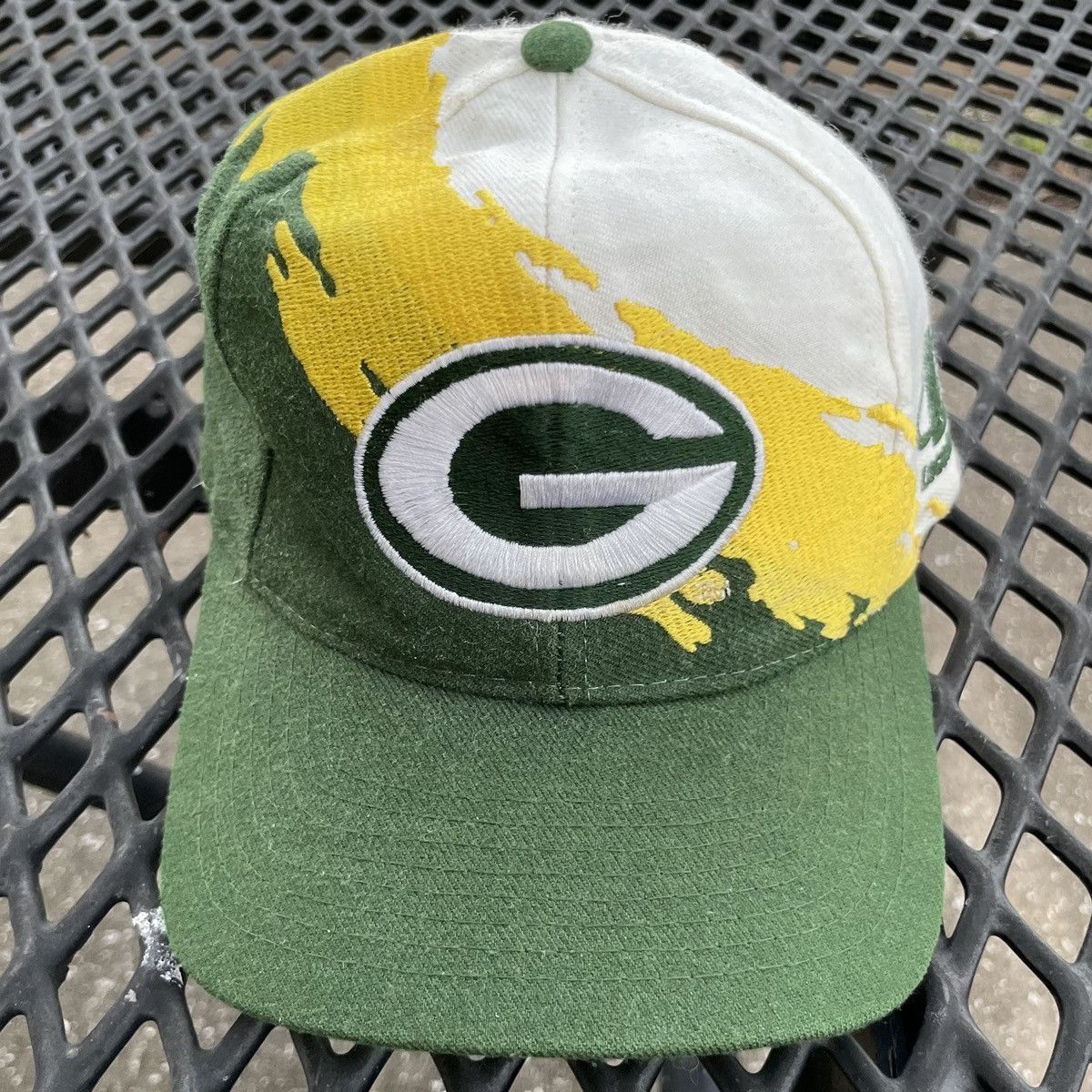 Vintage Vintage Logo Athletic Green Bay Packers Splash Snapback Hat ...