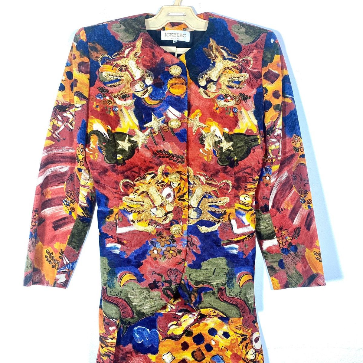 Iceberg × Vintage Iceberg 80s chanel suit, colourful print & tigers ...