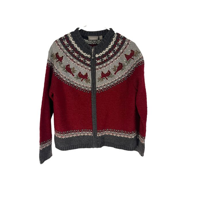 Croft & Barrow Croft & Barrow Robin Knit Fair Isle Zip Up Holiday ...