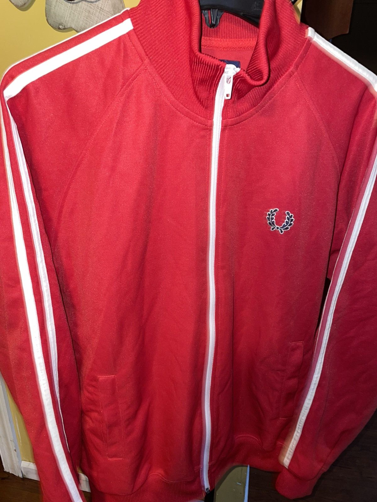 Fred Perry Fred Perry Track Jacket Red and white stripe | Grailed