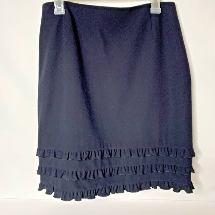 Escada Escada Germany Lined Wool Deep Blue Skirt with Ruffle SZ44 L ...