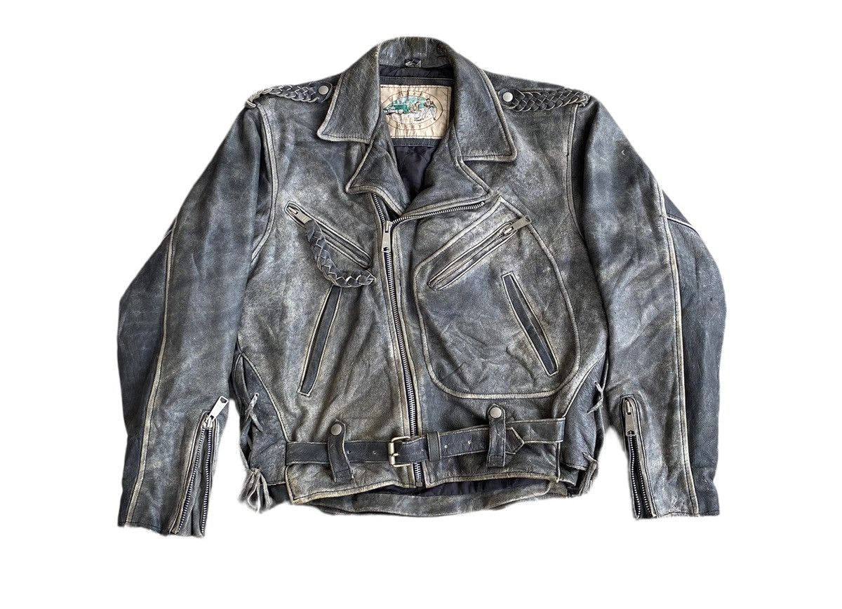 Diesel × Leather Jacket × Vintage RARE🔥VINTAGE GREY WASHED DISTRESSED ...