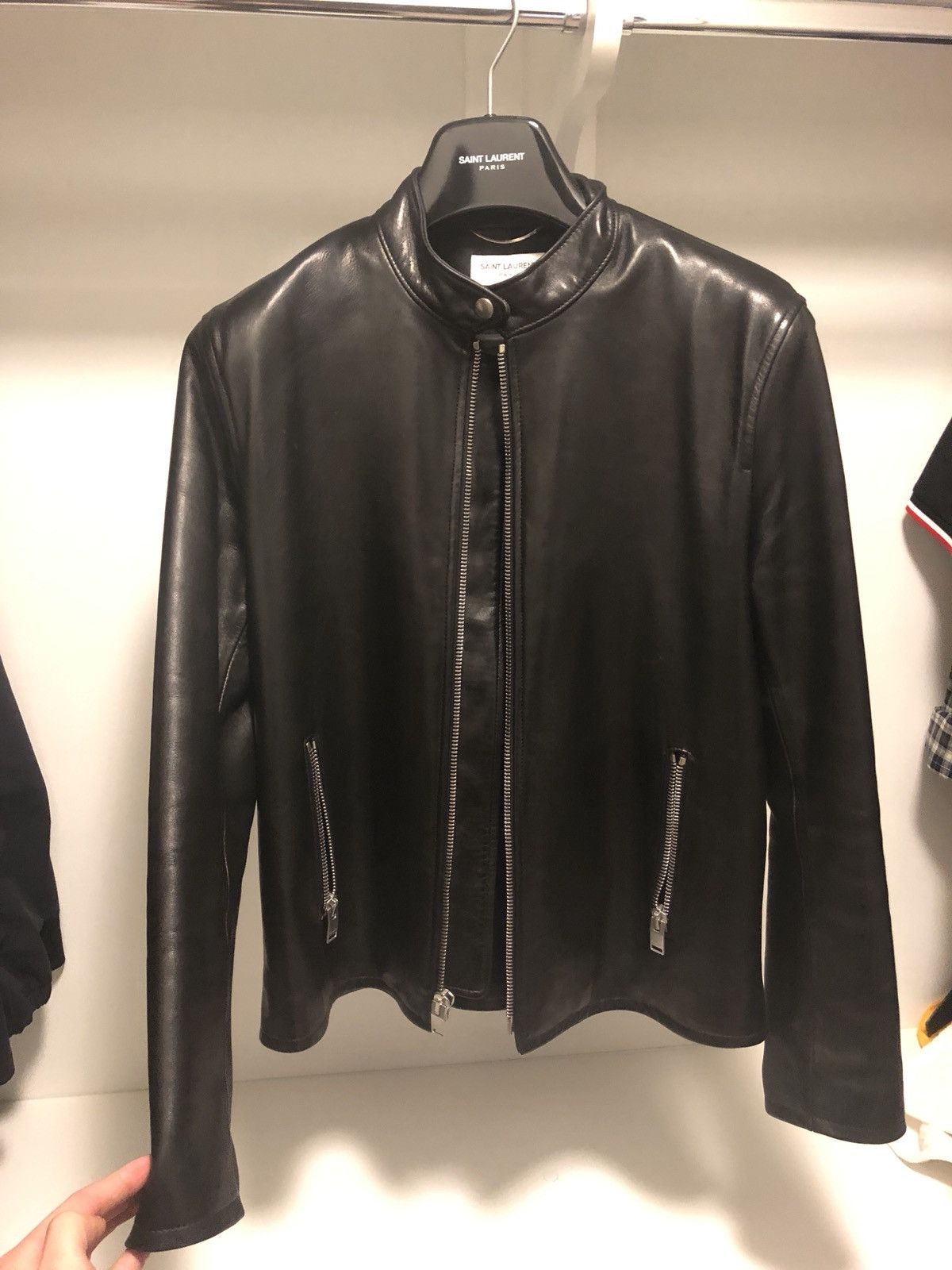 Saint Laurent Paris Classic Racing Jacket In Black Leather. | Grailed
