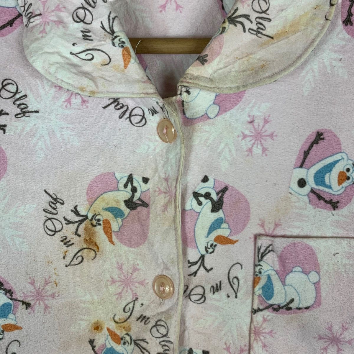 Disney Vintage Disney Frozen Cartoon Character Olaf Pyjamas Button ...