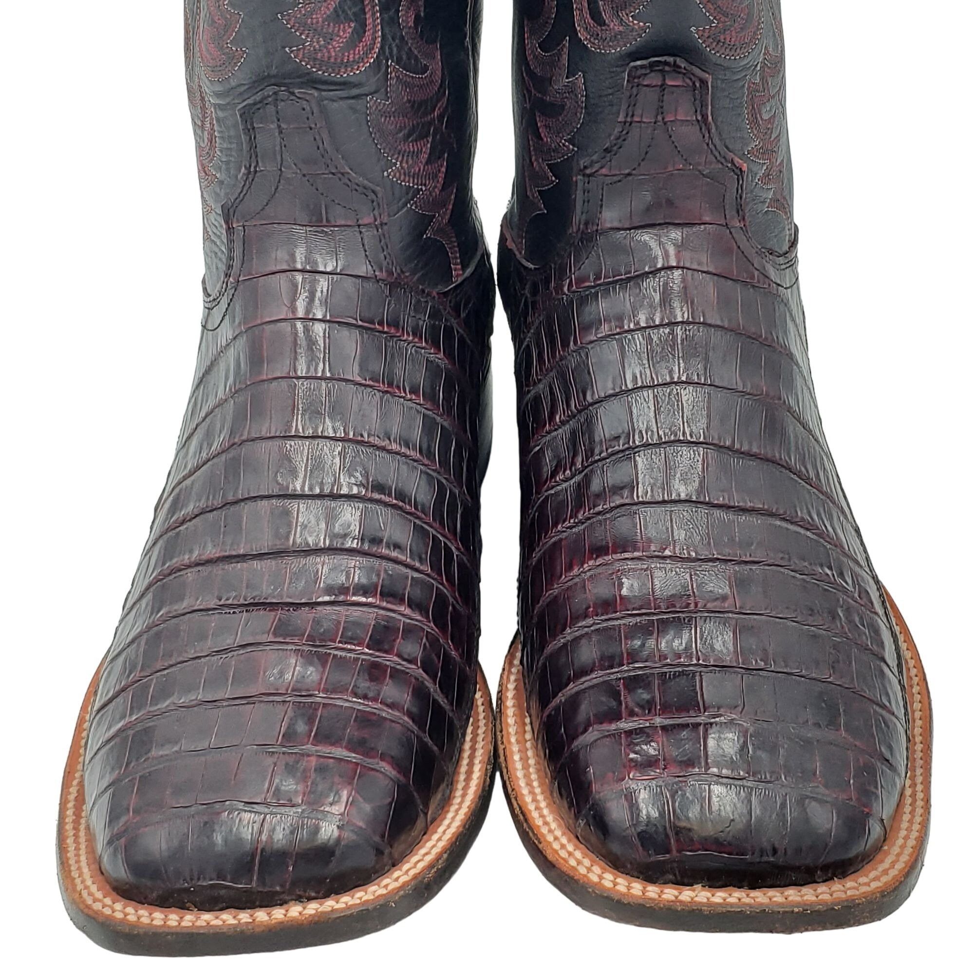 Lucchese Lucchese Mens 12 Caiman Crocodile Black Cherry Cowboy Boots ...