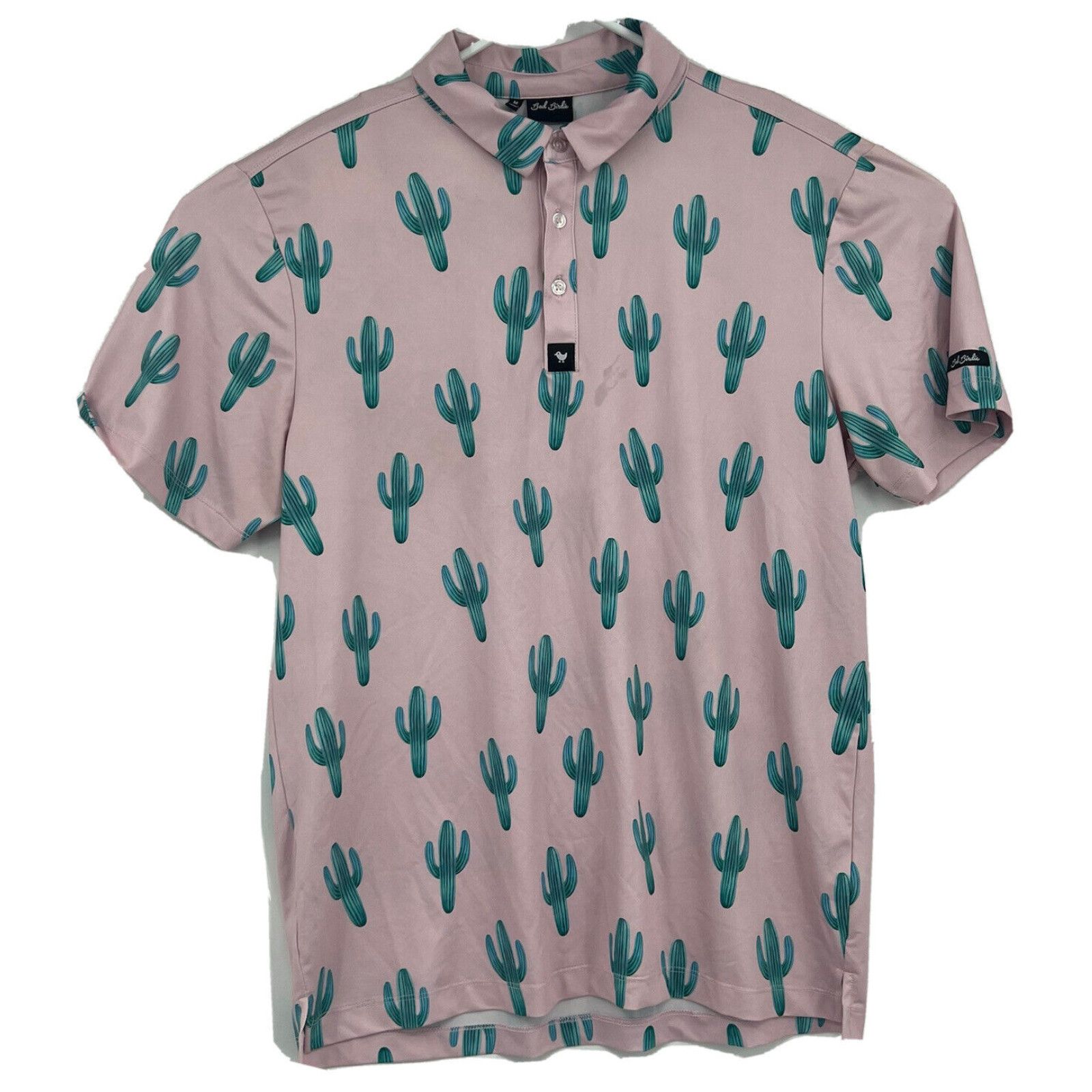 Vintage BAD BIRDIE Performance Pink Cacti Golf Polo Shirt Size M Medium ...