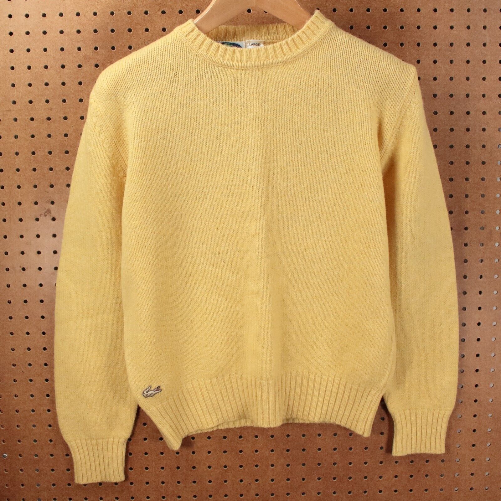 Izod vtg IZOD LACOSTE for her knit wool crewneck sweater LARGE gator ...