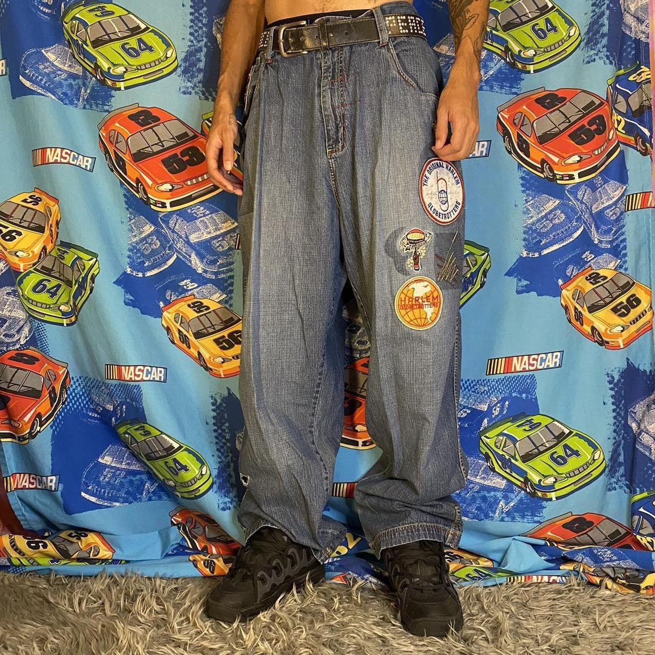 Vintage 2000s Platinum Fubu Harlem Patch Jeans | Grailed