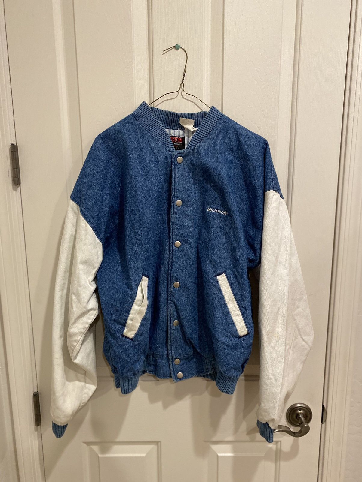 Vintage 90s Microsoft denim varsity jacket | Grailed