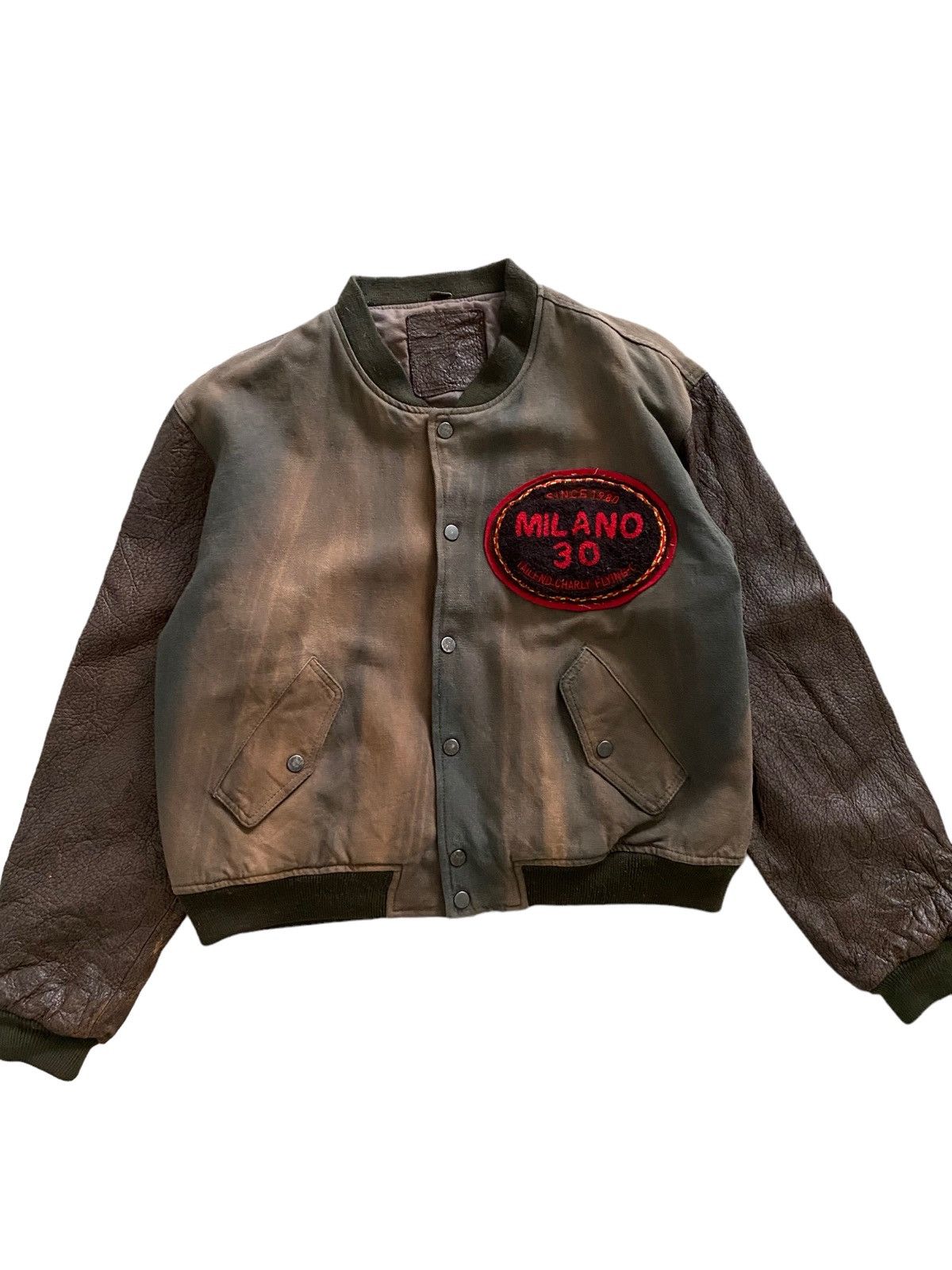 Vintage Leather Varsity Jacket PRADA Milano 30 Tailend Flaying-C | Grailed