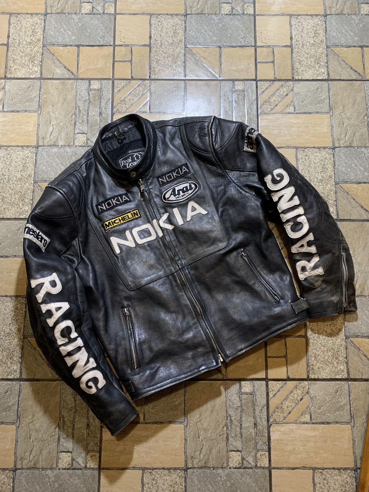 Leather Jacket × Racing × Vintage Nokia Racing Leather Jacket Moto ...