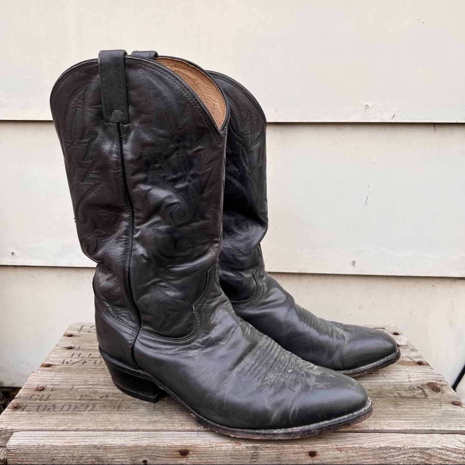 Dan Post Western Boot Vintage Dan Post gray leather point toe cowboy ...