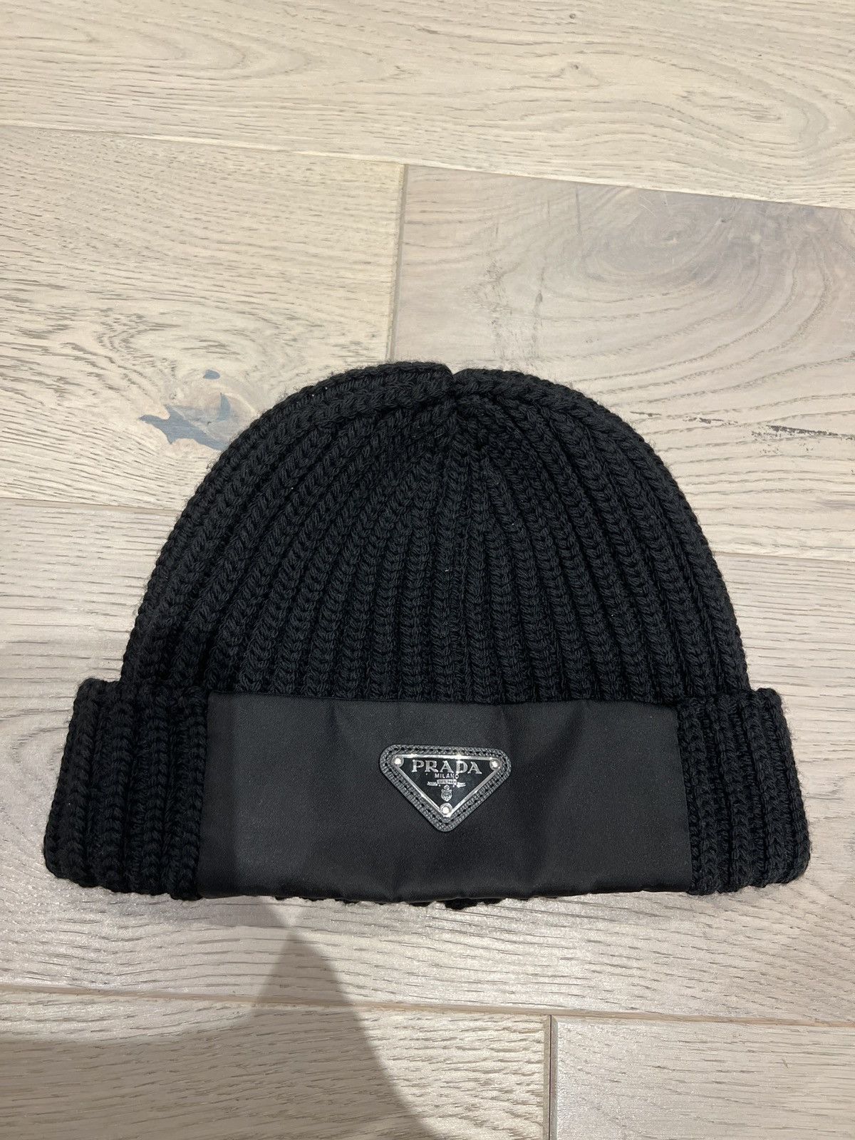 Prada Prada logo rib-knit beanie hat | Grailed
