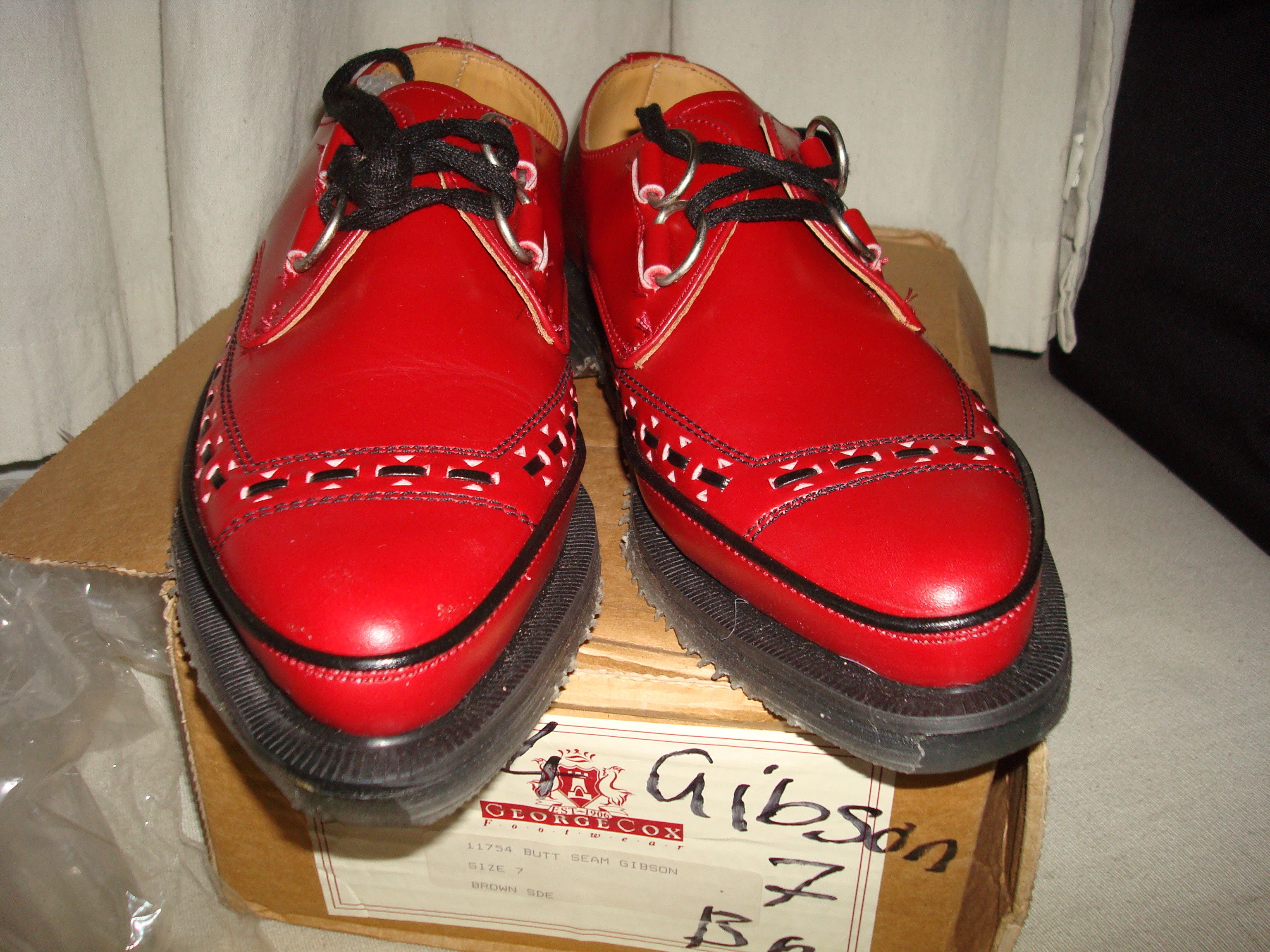 George Cox GEORGE COX x WOODIES RED LACED UP D RINGS GIBSON CREEPERS ...