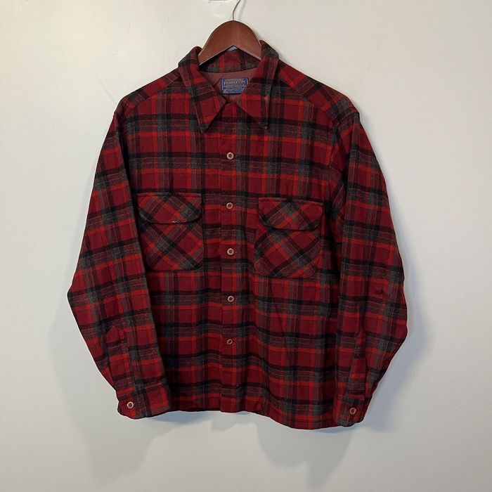Vintage Vintage Pendleton Tall Virgin Wool Red Plaid Button Up shirt | Grailed