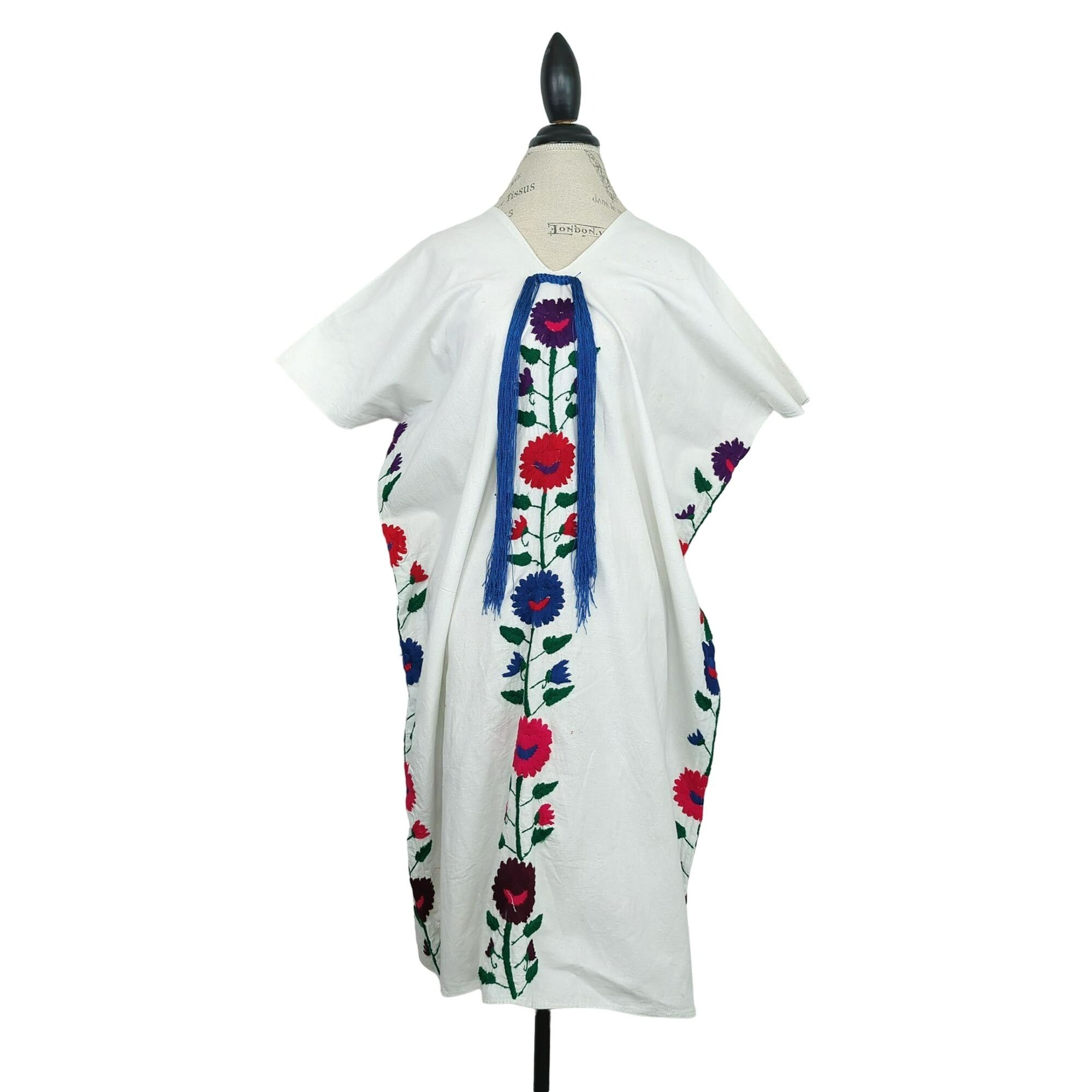 Native Vintage White Embroidered Indigenous Folk Tunic Dress Sz S | Grailed